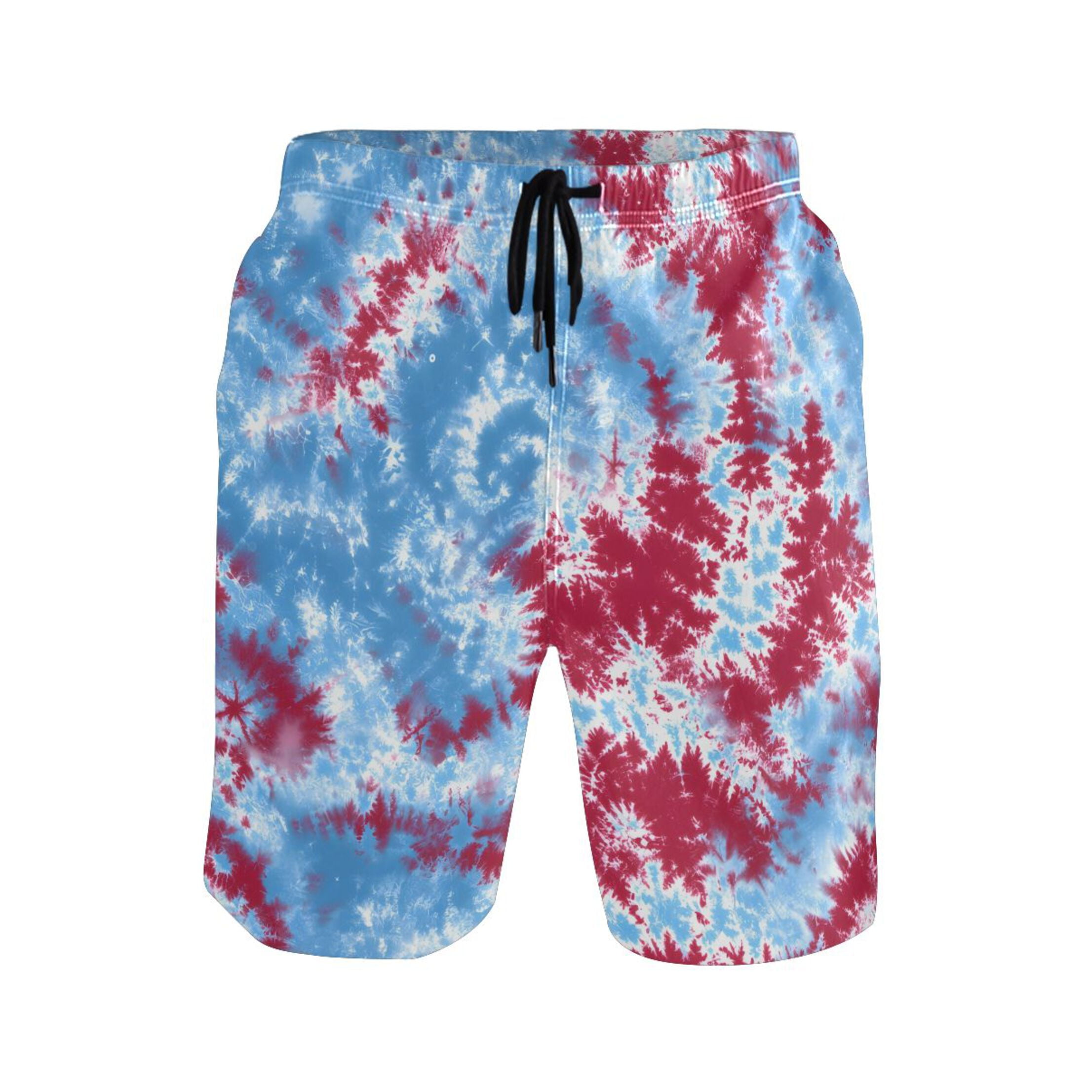 ALAZA Men's Swim Trunks Tie Dye Blue Beach Shorts with Pockets 2XL ...