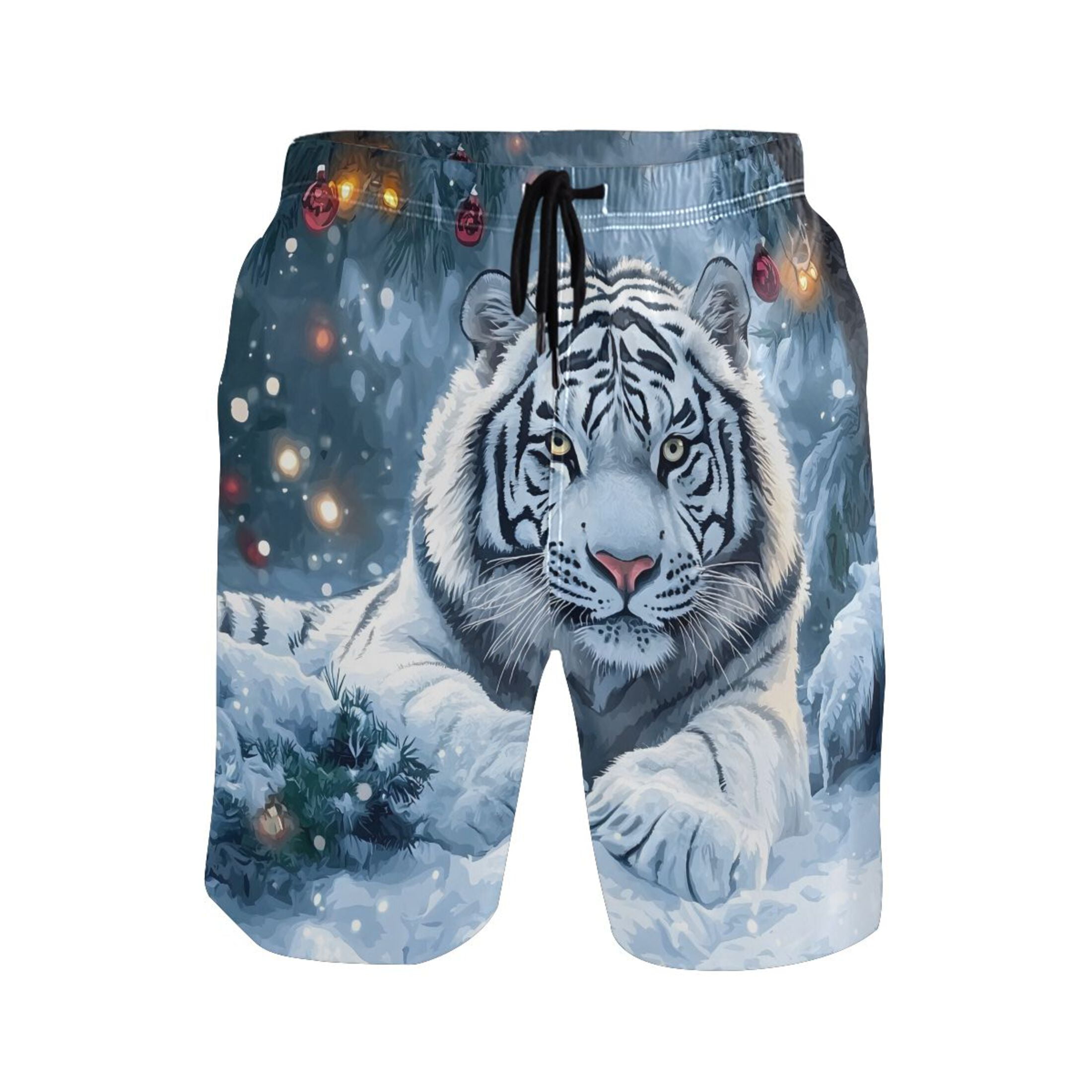 ALAZA Men's Swim Trunks Tiger on Winter Beach Shorts with Pockets M ...
