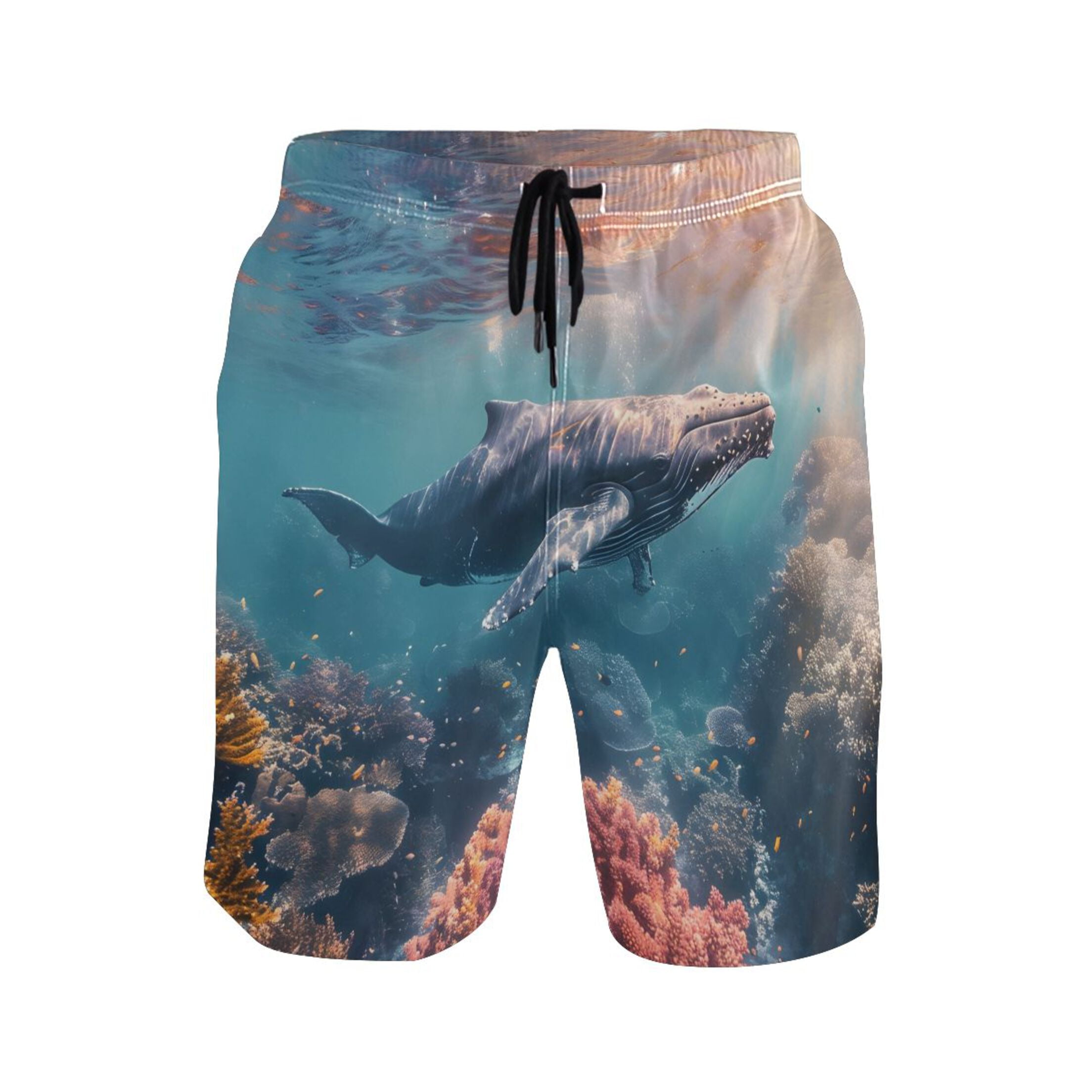ALAZA Men's Swim Trunks Whale Swims in The Sea Beach Shorts with ...