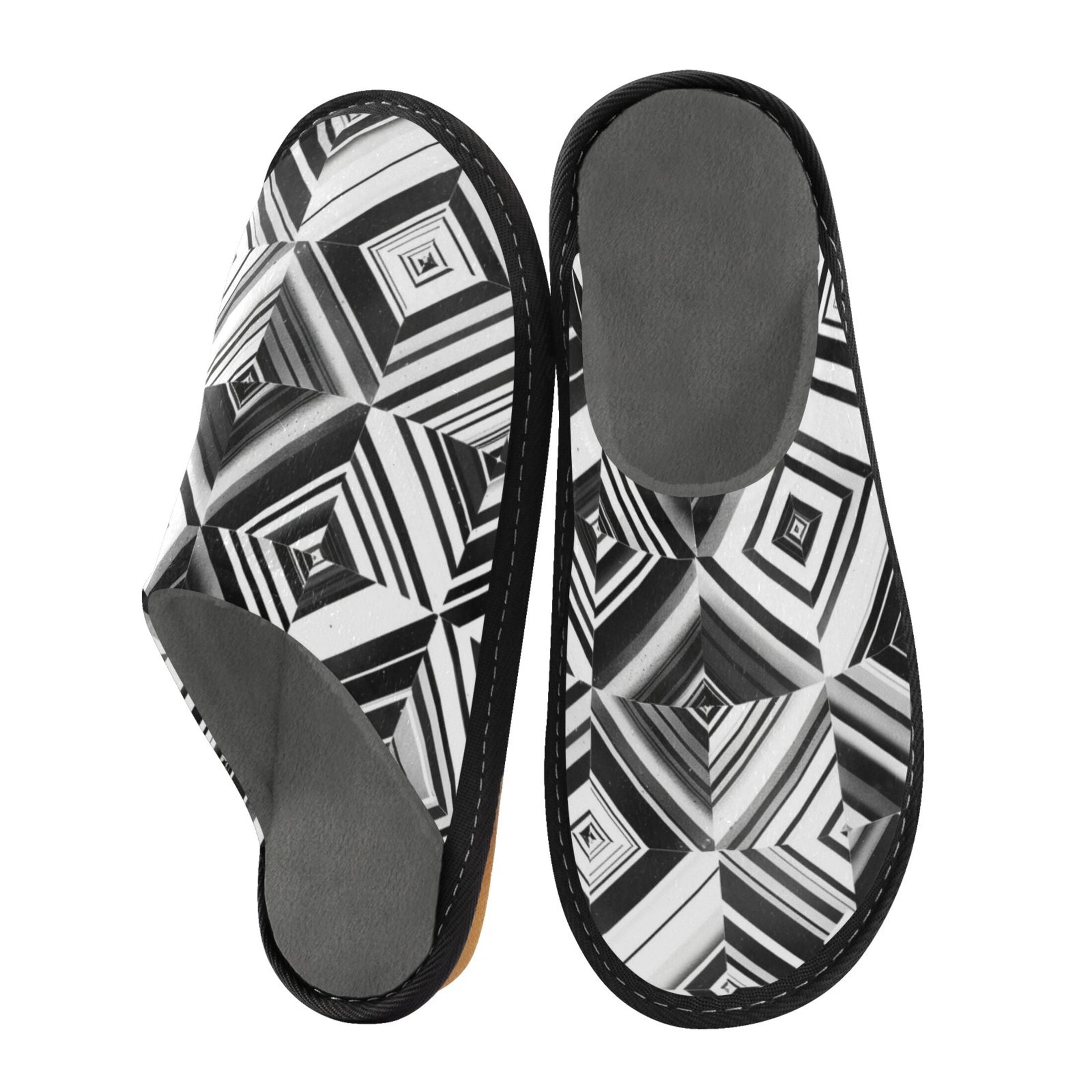 ALAZA Mens Womens Cozy Memory Foam Slippers Checkered Geometry Pattern ...