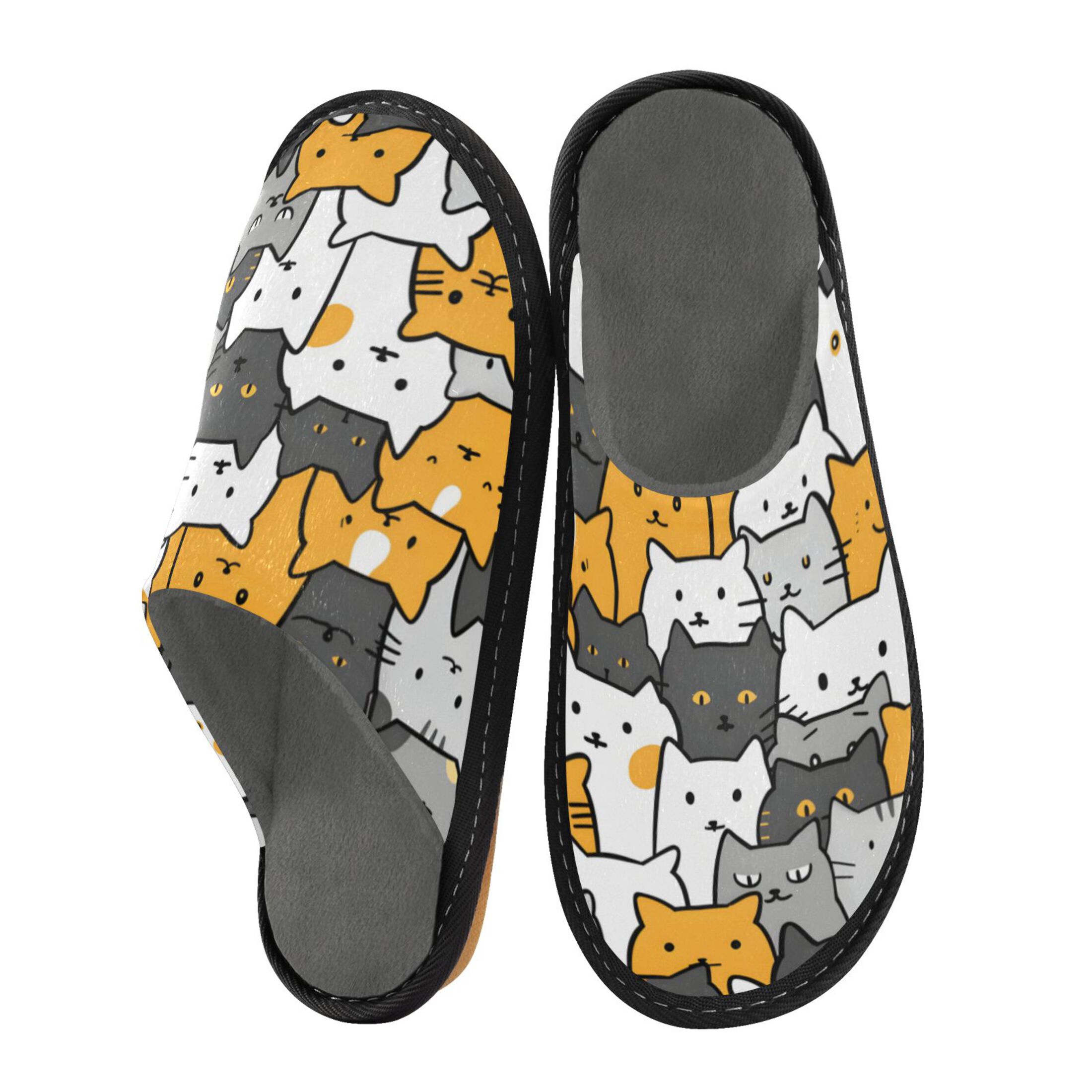 ALAZA Mens Womens Cozy Memory Foam Slippers Cute Doodle Cats Unisex ...
