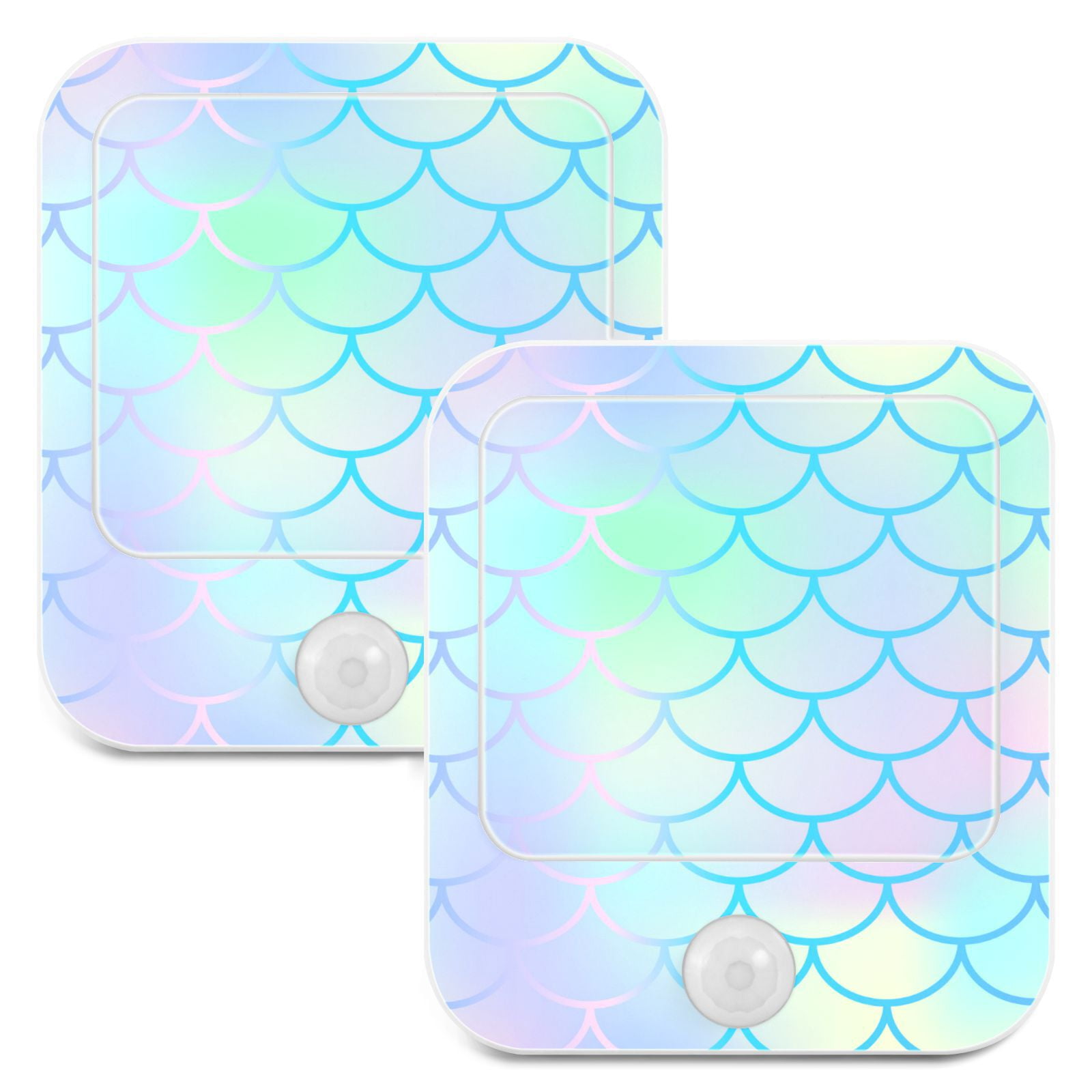 ALAZA Mermaid Tail Fish Scale Cute Night Lights Plug into Wall -2 Pack ...