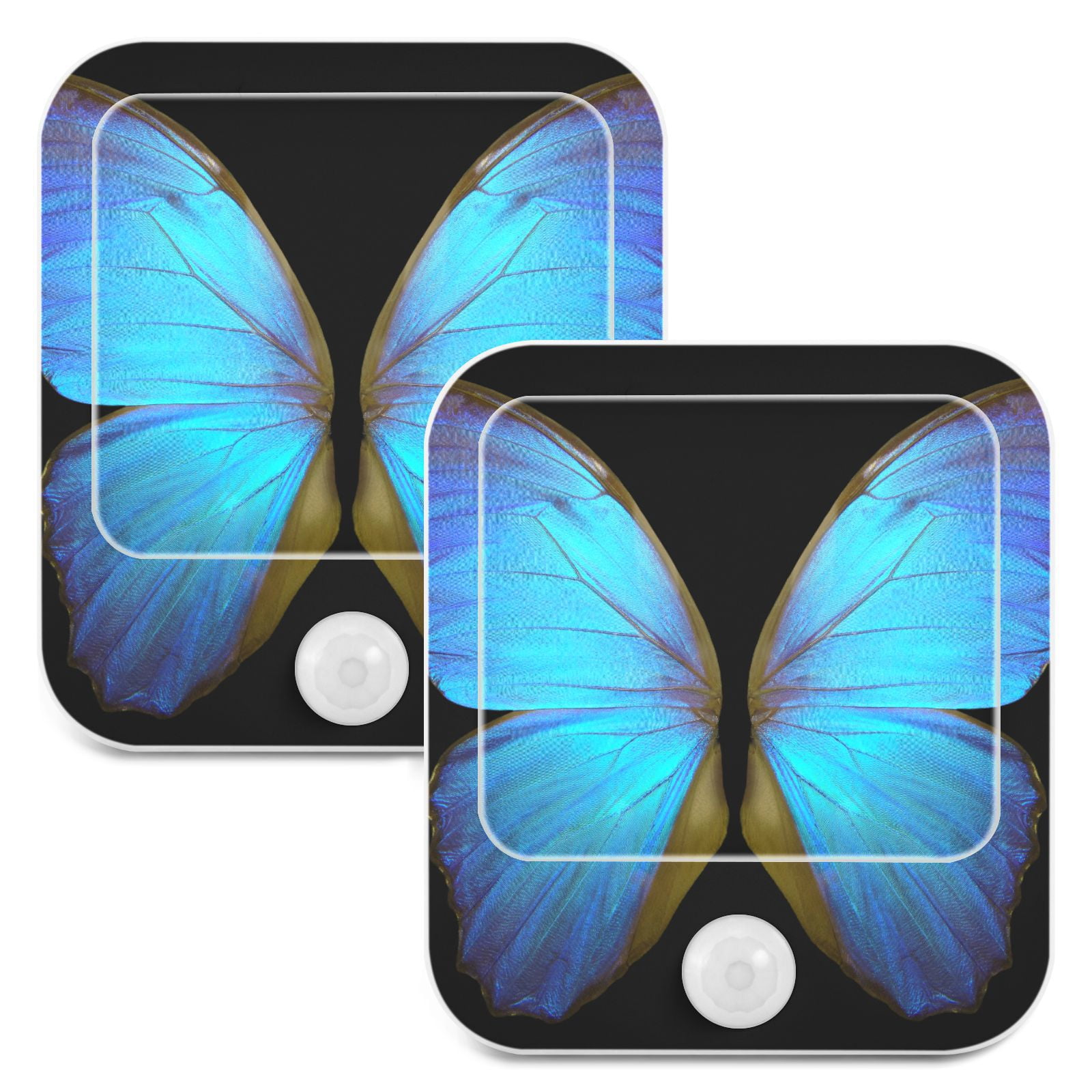 ALAZA Morpho Butterfly Wings Cute Night Lights Plug into Wall -2 Pack, Motion Sensor & Dusk to ...