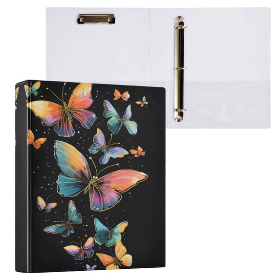 ALAZA Multicolor Butterfly Hardcover 3 Ring Binder 1.5" D-Rings with ...