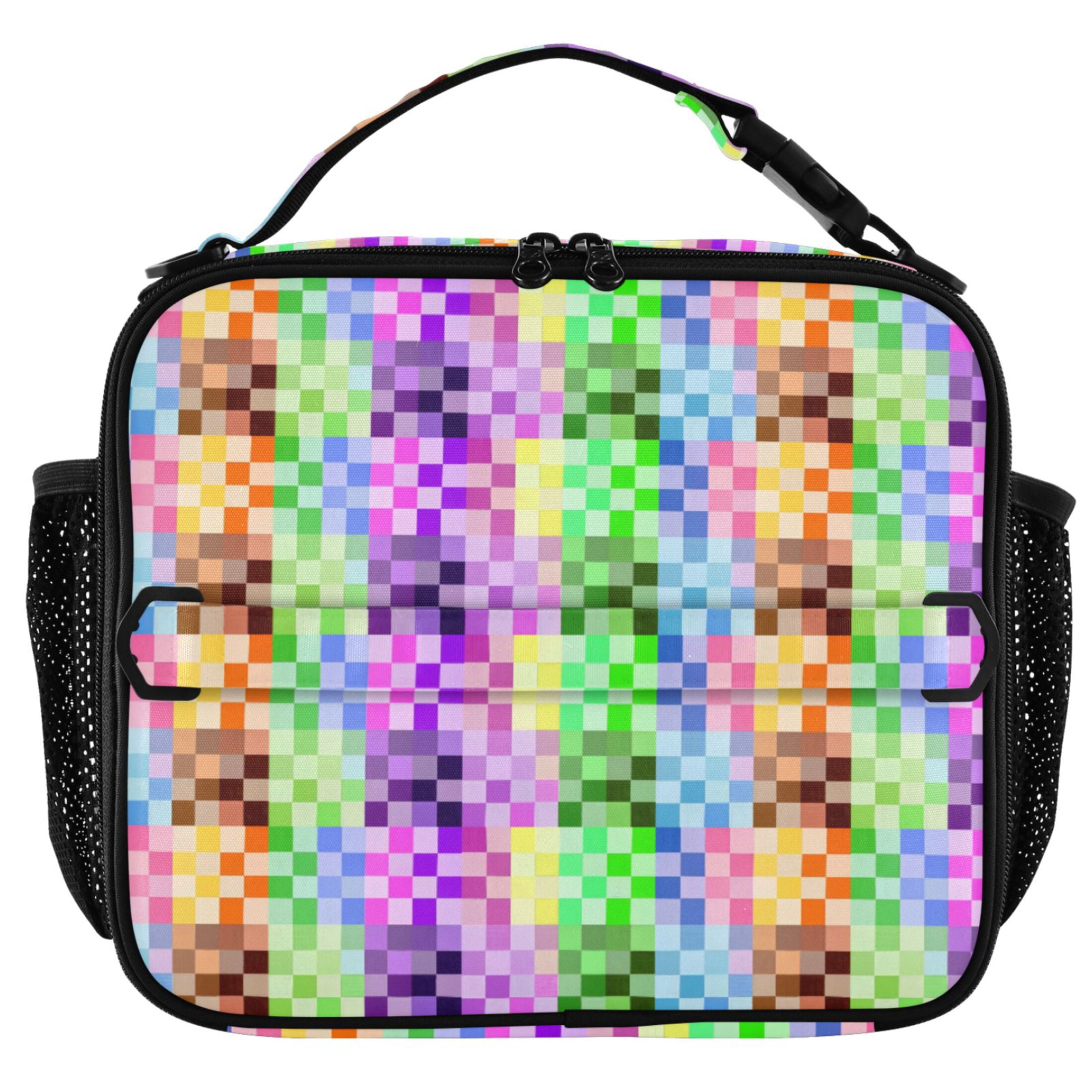 ALAZA Multicolor Checkered-a1 Insulated Lunch Box Lunch Bag Cooler Tote ...