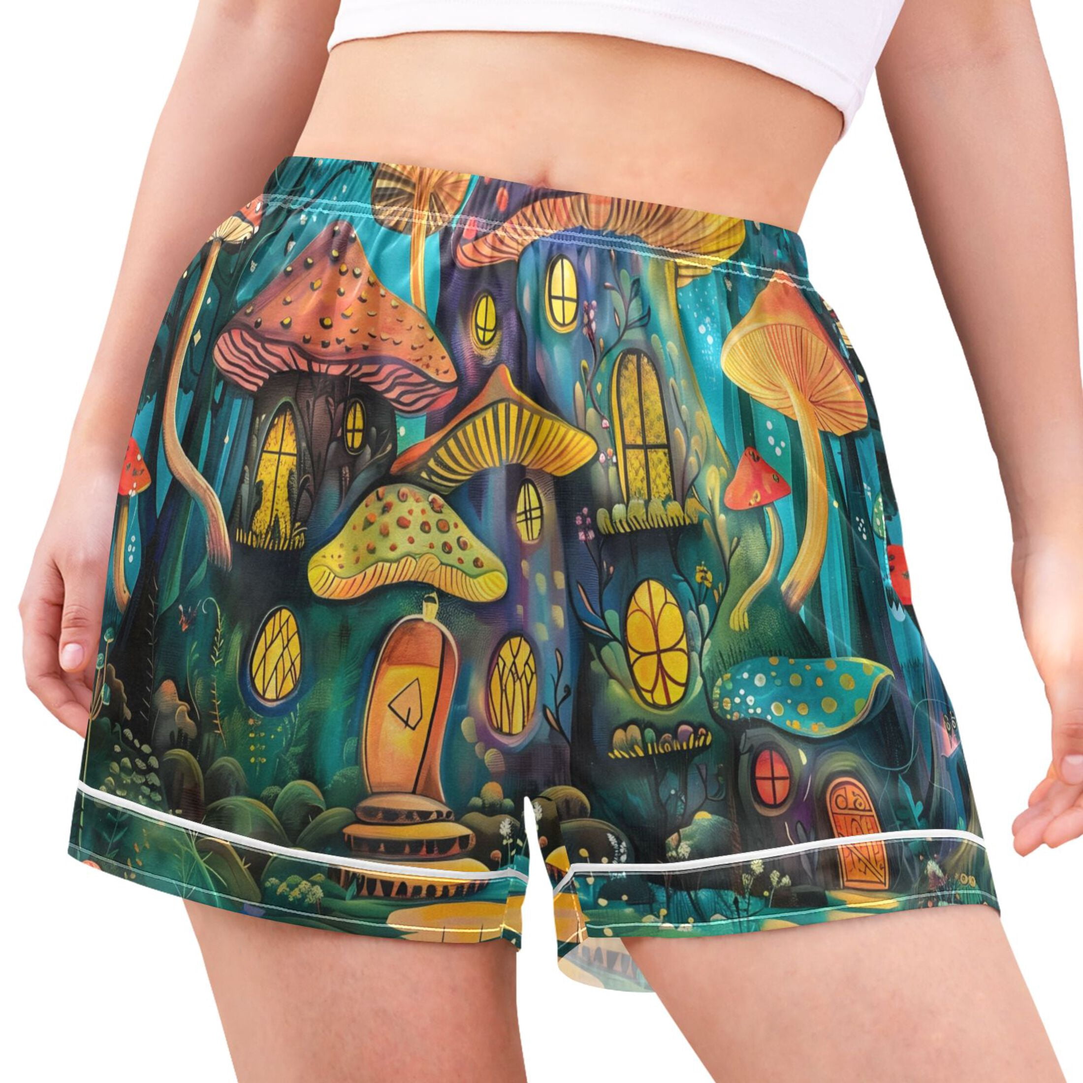ALAZA Mushroom in Forest Women's Pajama Lounge Shorts Bottoms Sleep ...