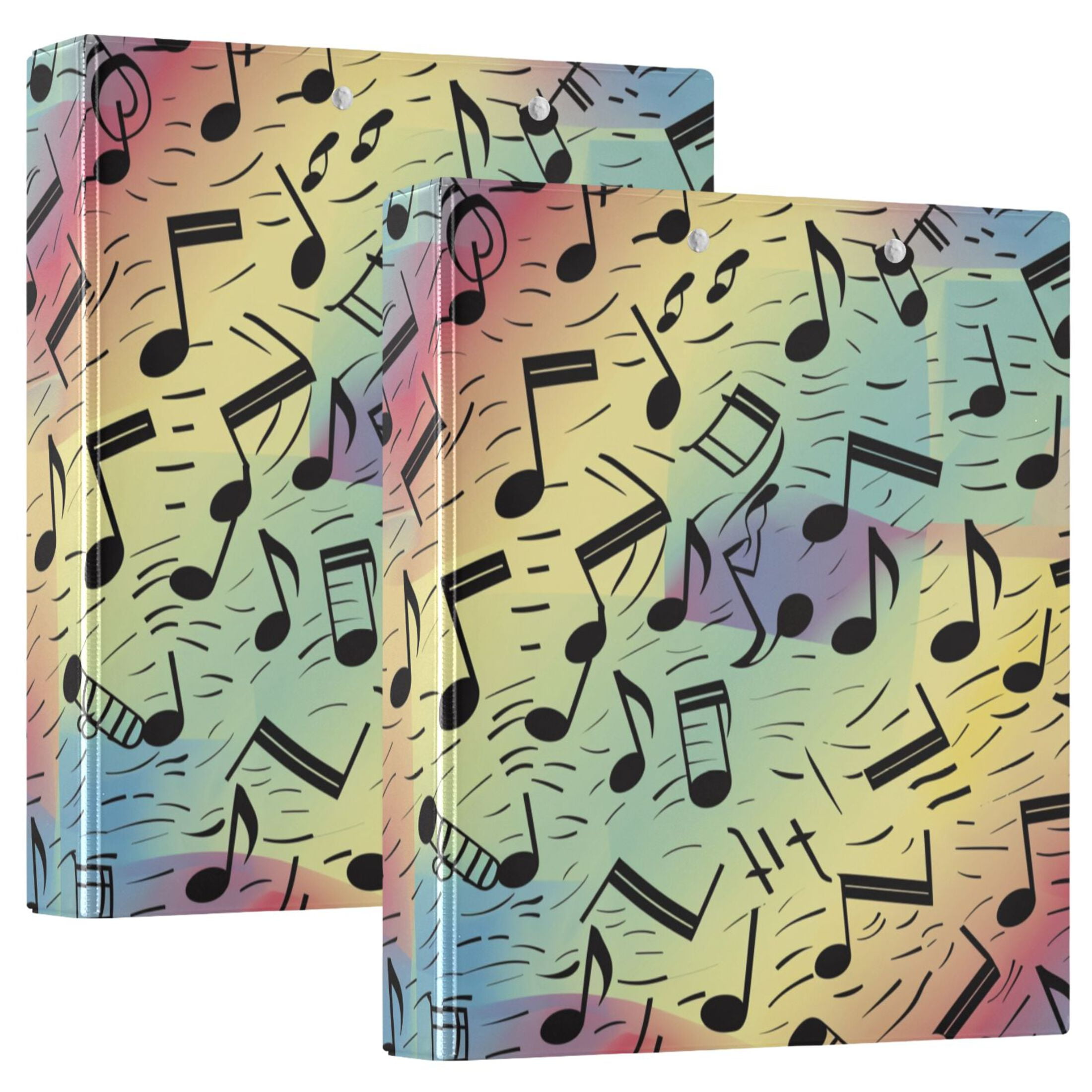 ALAZA Musical Notes in Rainbow Hardcover 3 Ring Binder 1.5" Round Rings ...