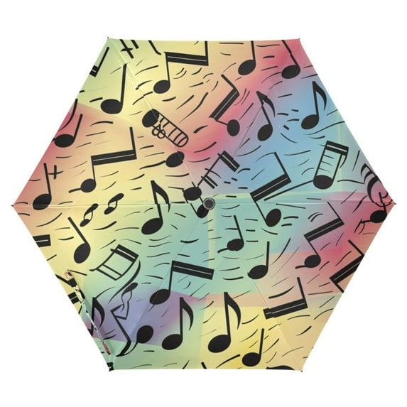 ALAZA Musical Notes in Rainbow UPF 50+ Compact Folding Umbrella for ...