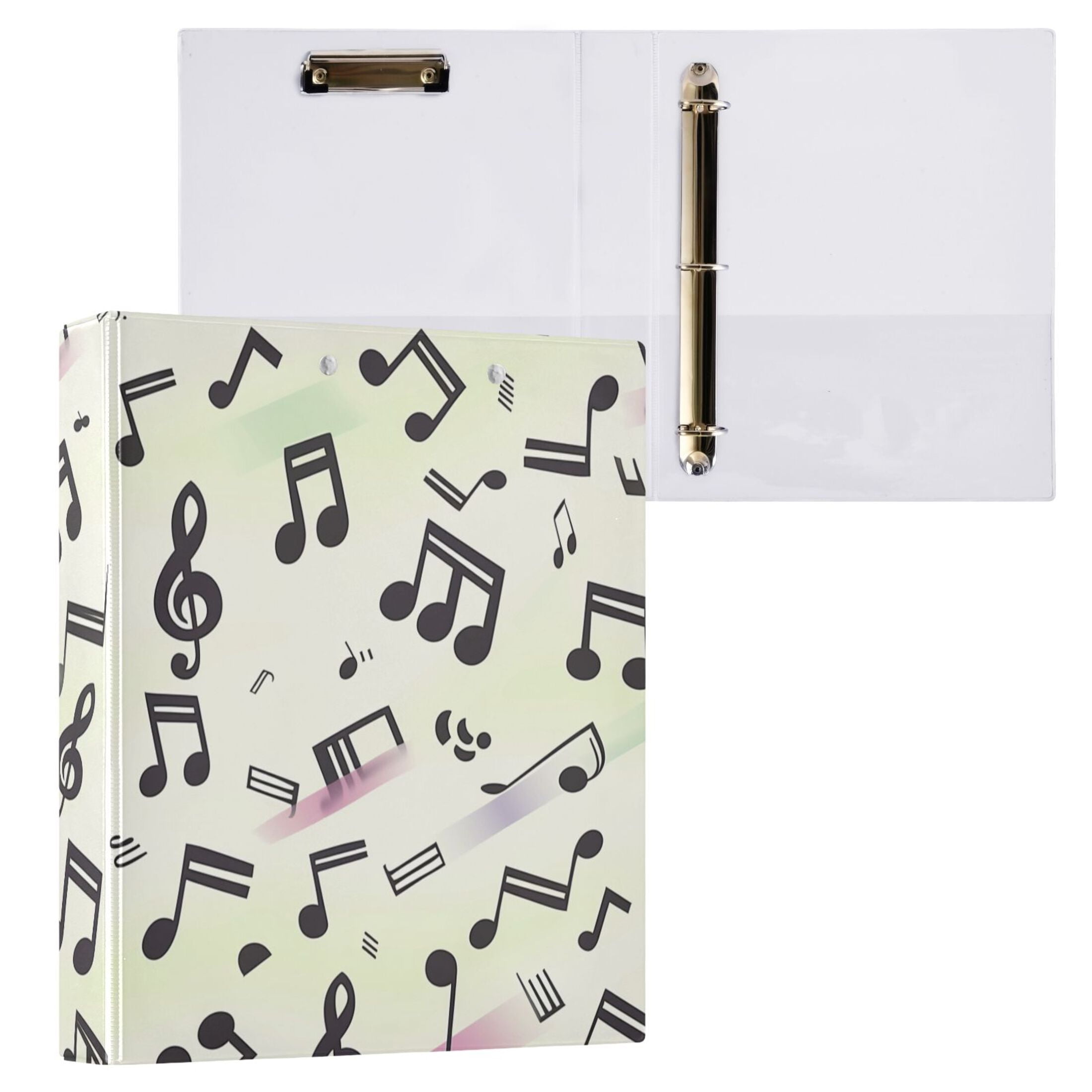 ALAZA Musical Notes with Rainbow Hardcover 3 Ring Binder 1.5" Round ...