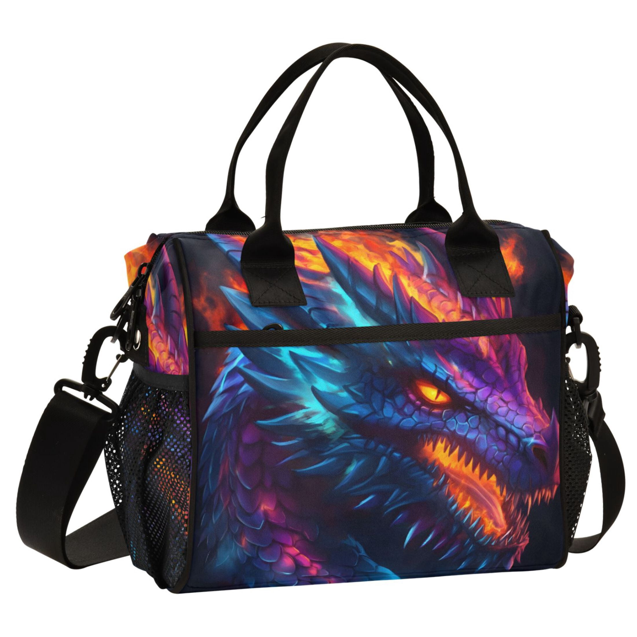 ALAZA Neon Abstract Dragon Print Cooler Lunch Bag Insulated Reusable ...