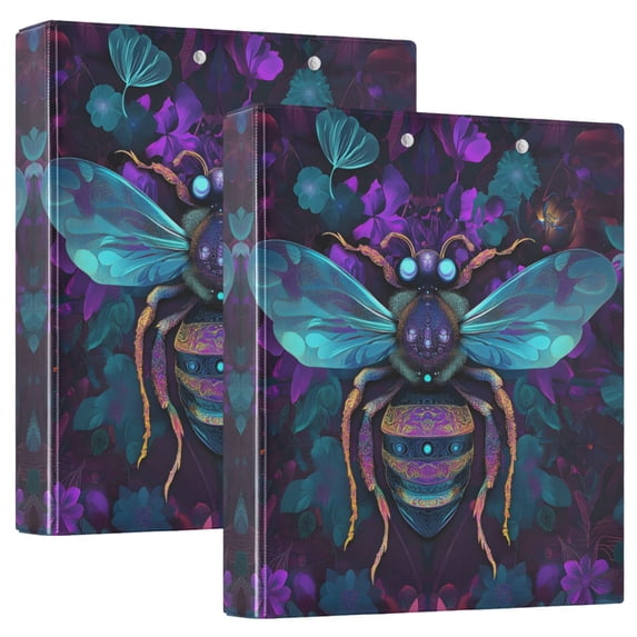ALAZA Neon Bee Flower Hardcover 3 Ring Binder 1.5" D-Rings with ...