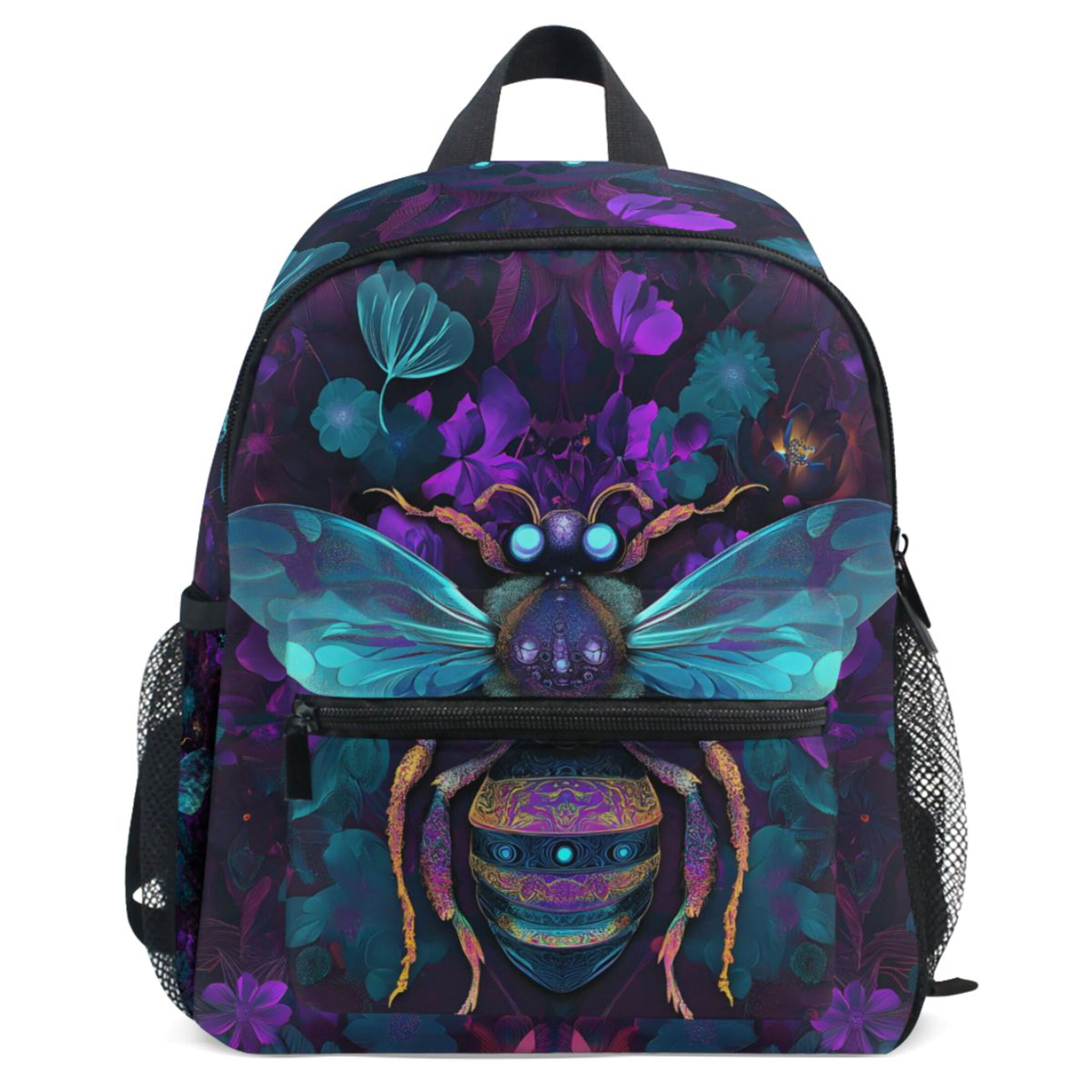 ALAZA Neon Bee Flower Pattern School Backpack Student Bookbag Mini Bag ...