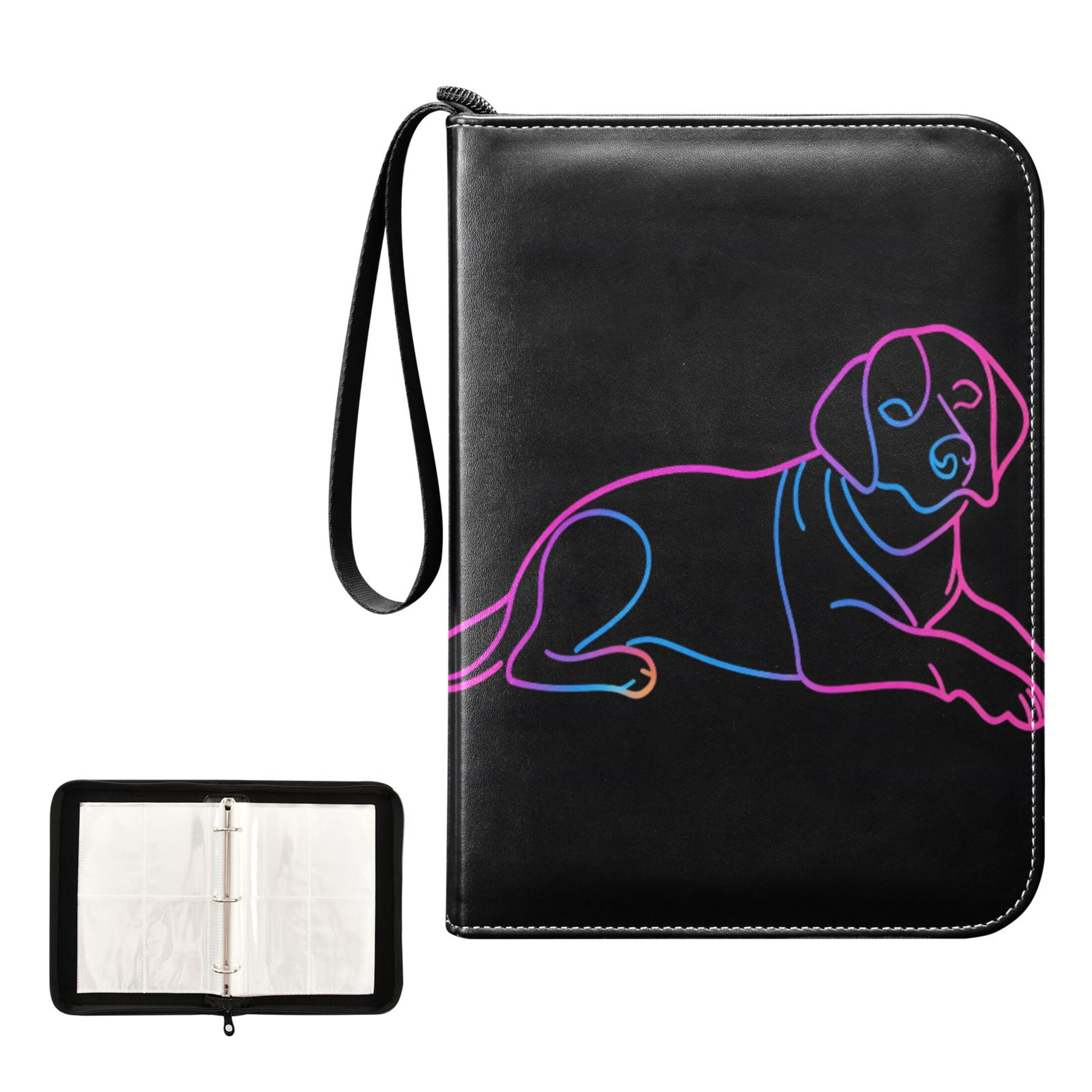 ALAZA Neon Cool Dog Trading Card Binder 4 Pocket Cards Collection Album ...