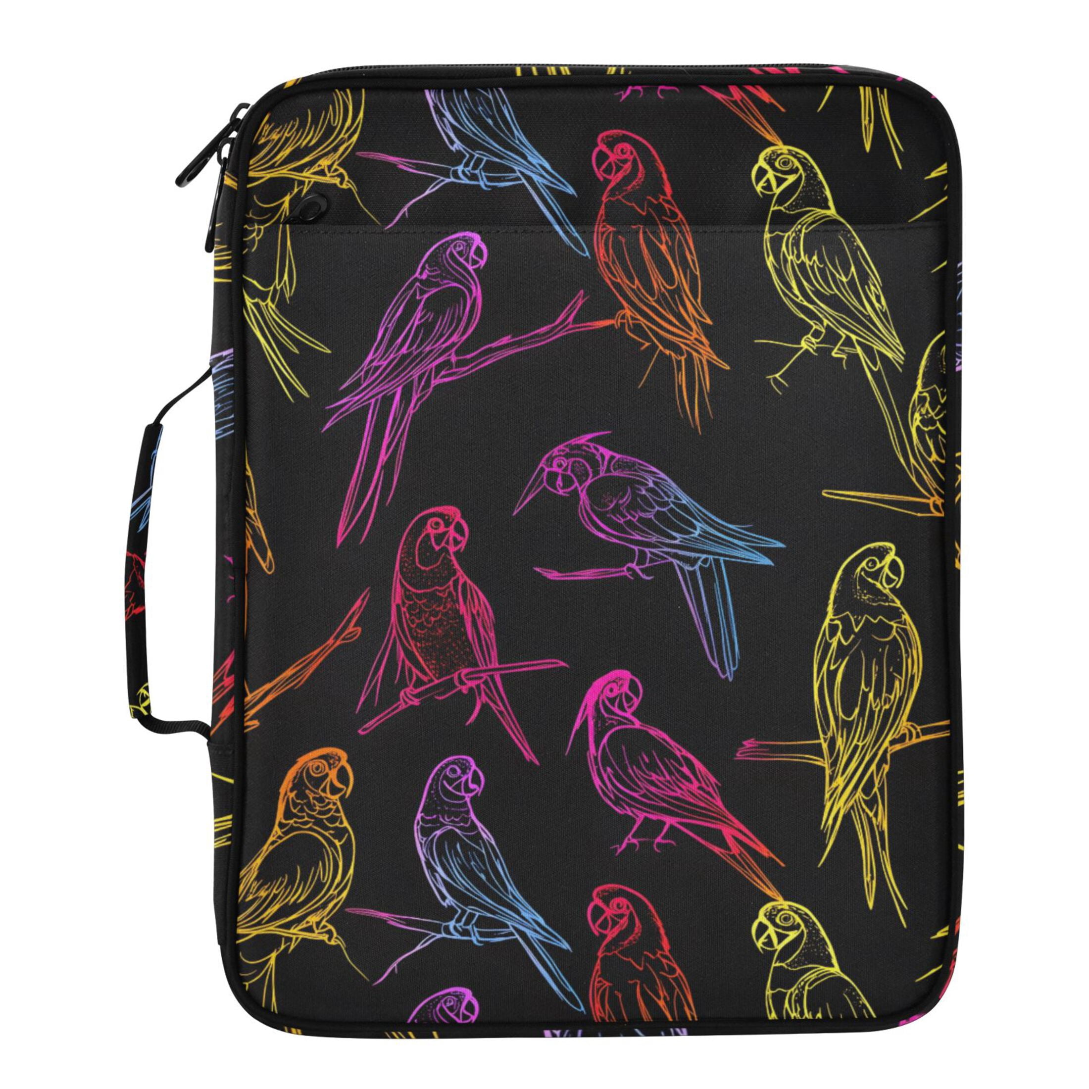 ALAZA Neon Doodle Parrot Pattern Expanding Accordion File Folder 3 Ring ...