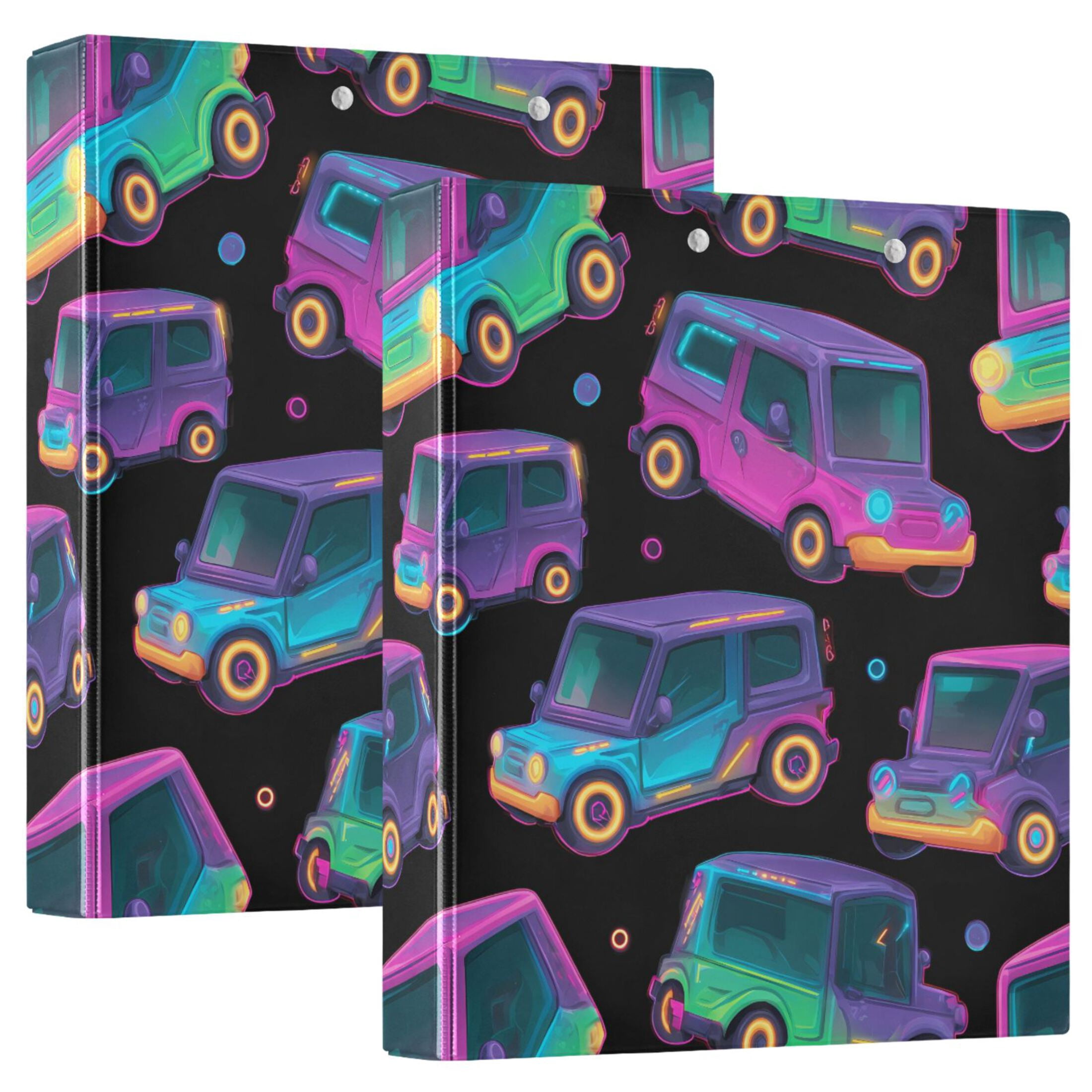 ALAZA Neon Off Road Vehicle Hardcover 3 Ring Binder 1.5" D-Rings with ...
