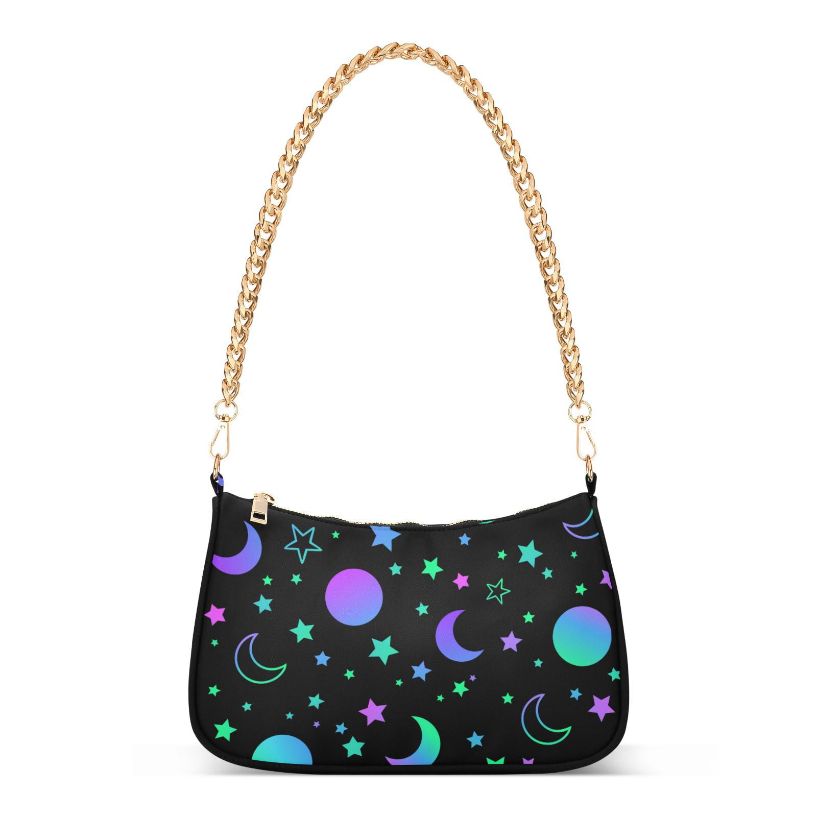 ALAZA Neon Rainbow Sun Moon Stars Shoulder Bag Purse for Women Tote ...