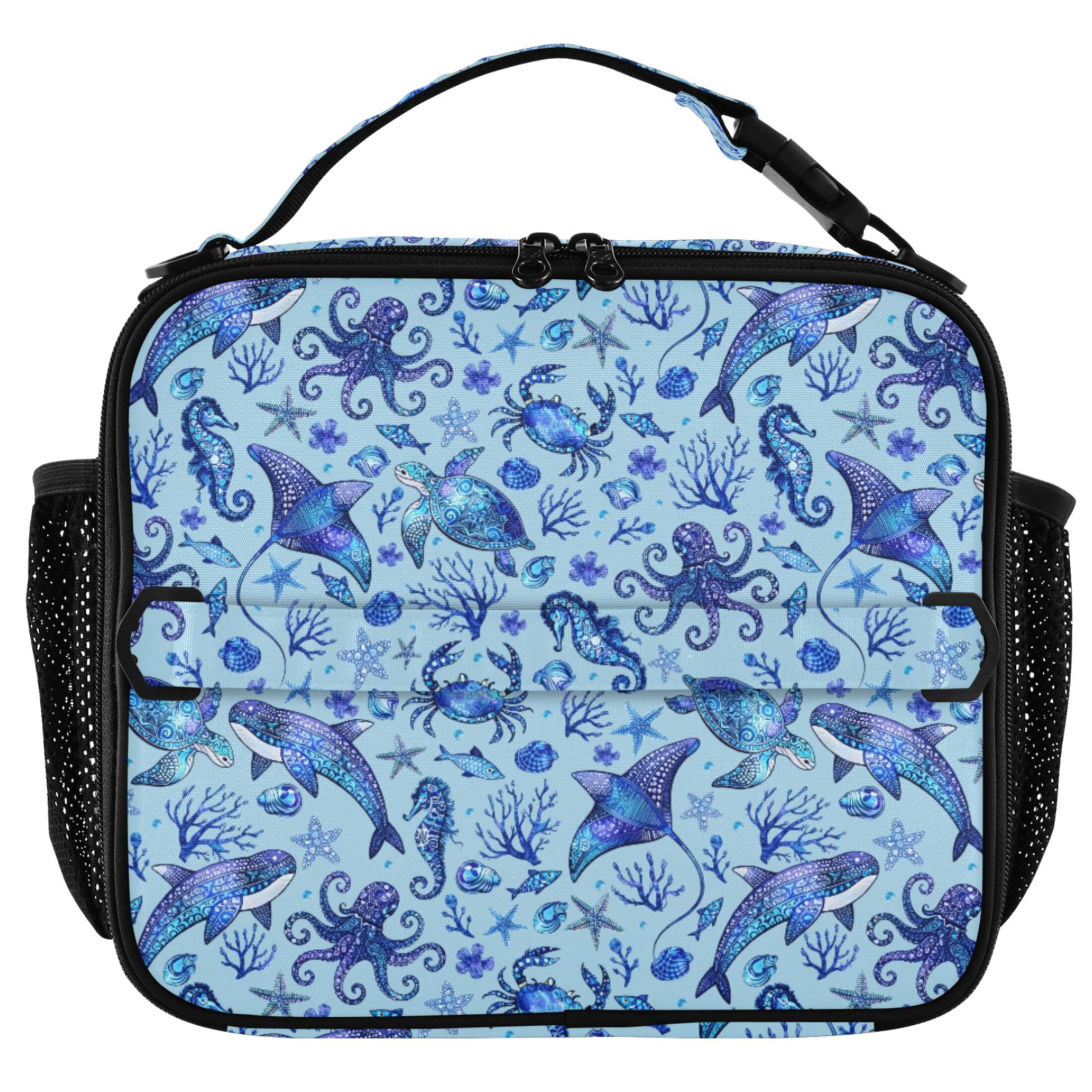 ALAZA Ocean Octopus Turtles Whale Insulated Lunch Box Lunch Bag Cooler ...