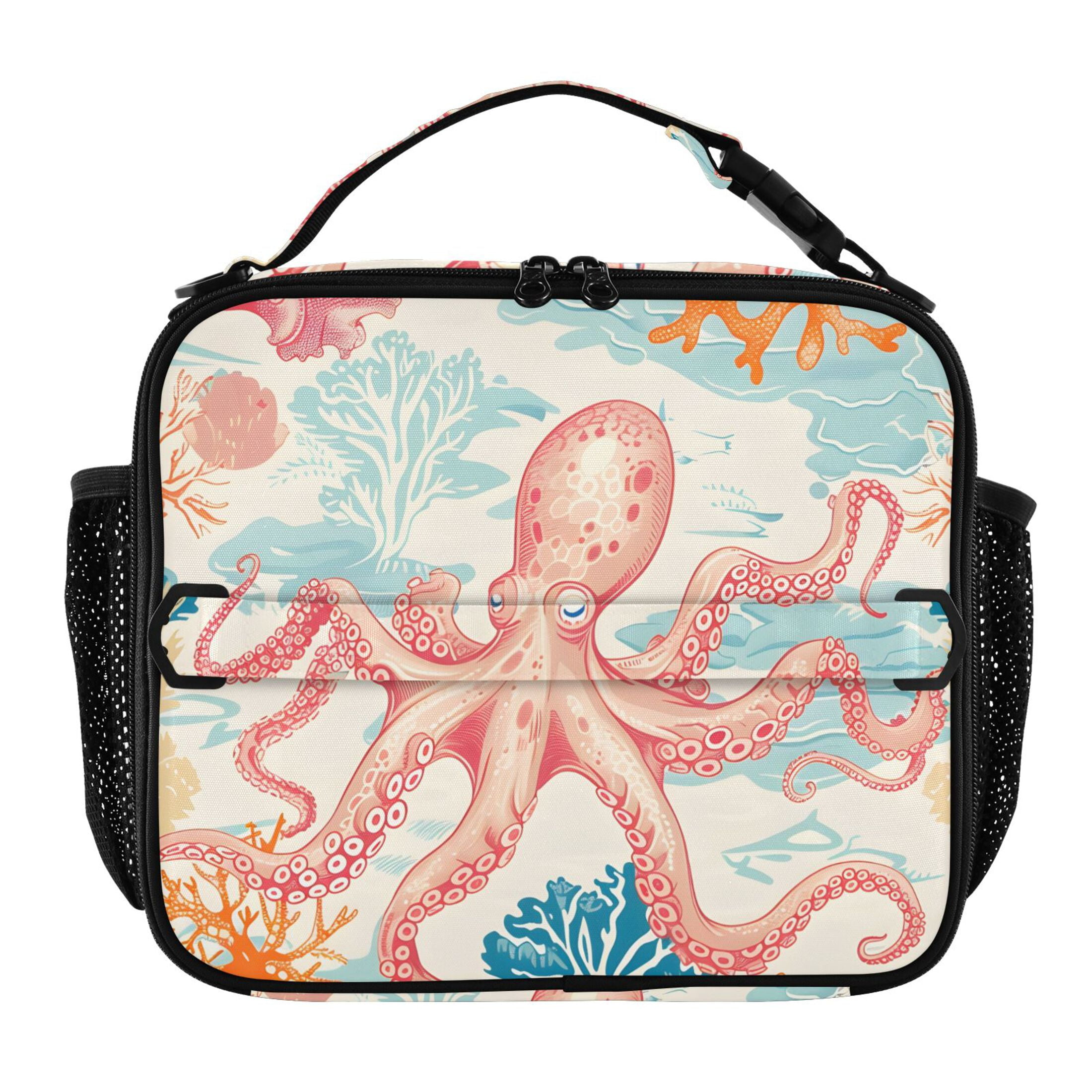 ALAZA Octopus and Coral Lunch Box Insulated Lunch Bag Cooler Tote with ...