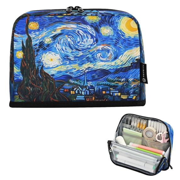 ALAZA Oil Paint Starry Night Pattern Pencil Case Pen Pouch Bag Large ...