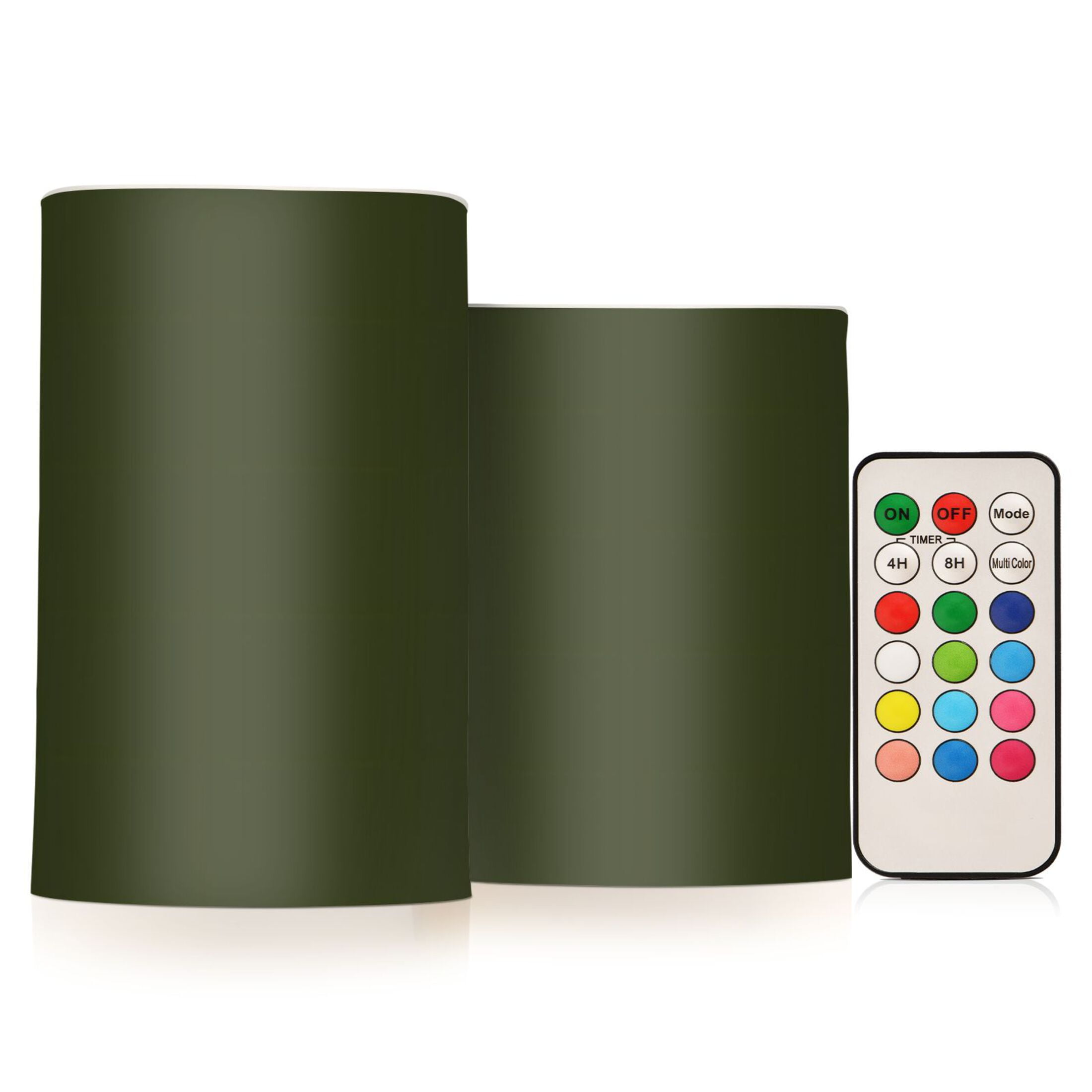 ALAZA Olive Green Solid 2 PCs LED Flickering Flameless Candles with ...
