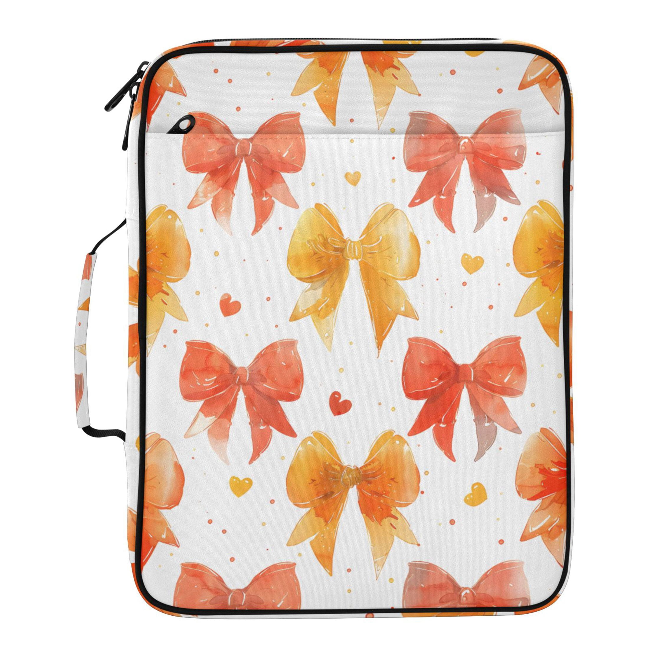 ALAZA Orange Bows Pattern Expanding Accordion File Folder 3 Ring Zipper ...