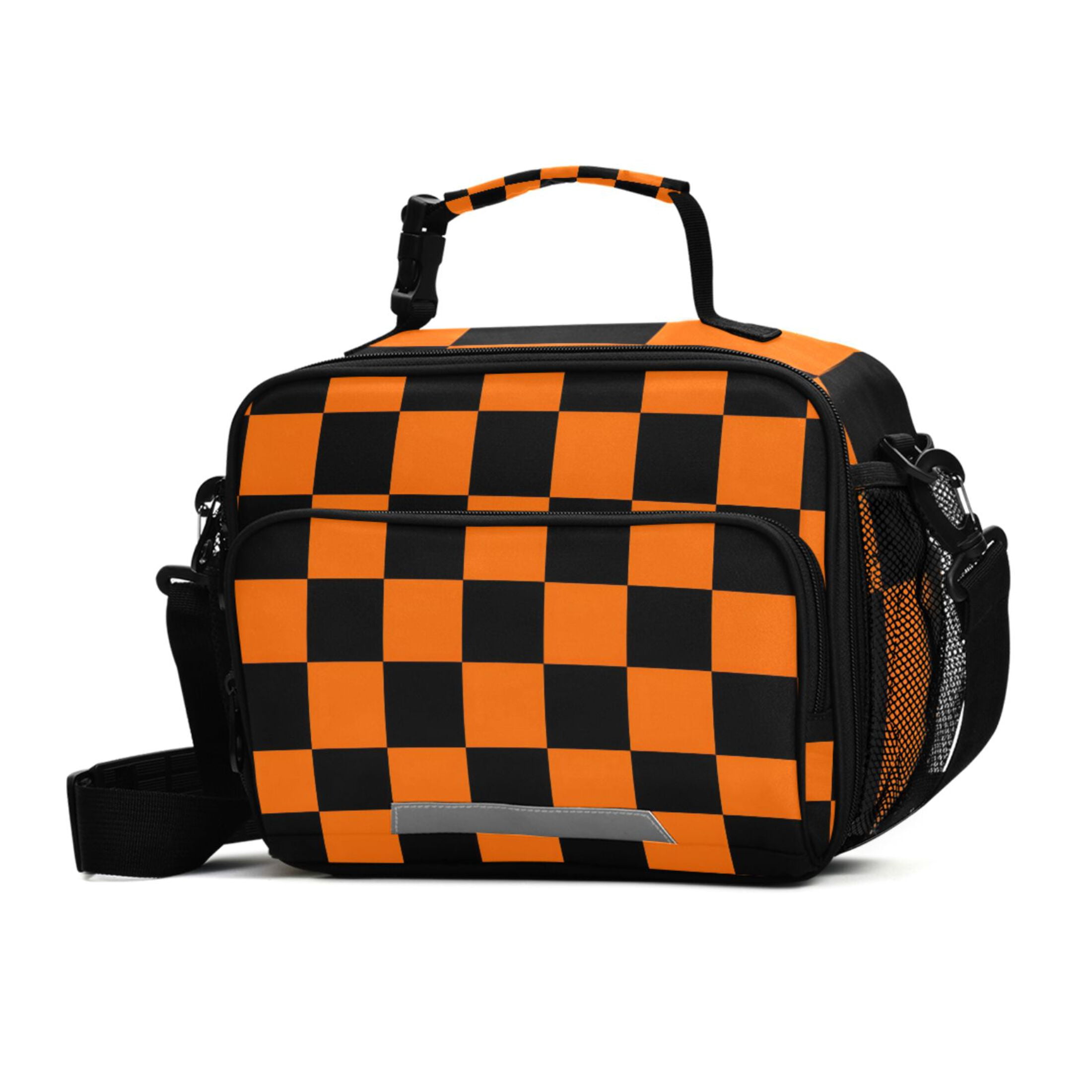 ALAZA Orange Checkered Grid Pattern Lunch Box Insulated Cooler Bag ...