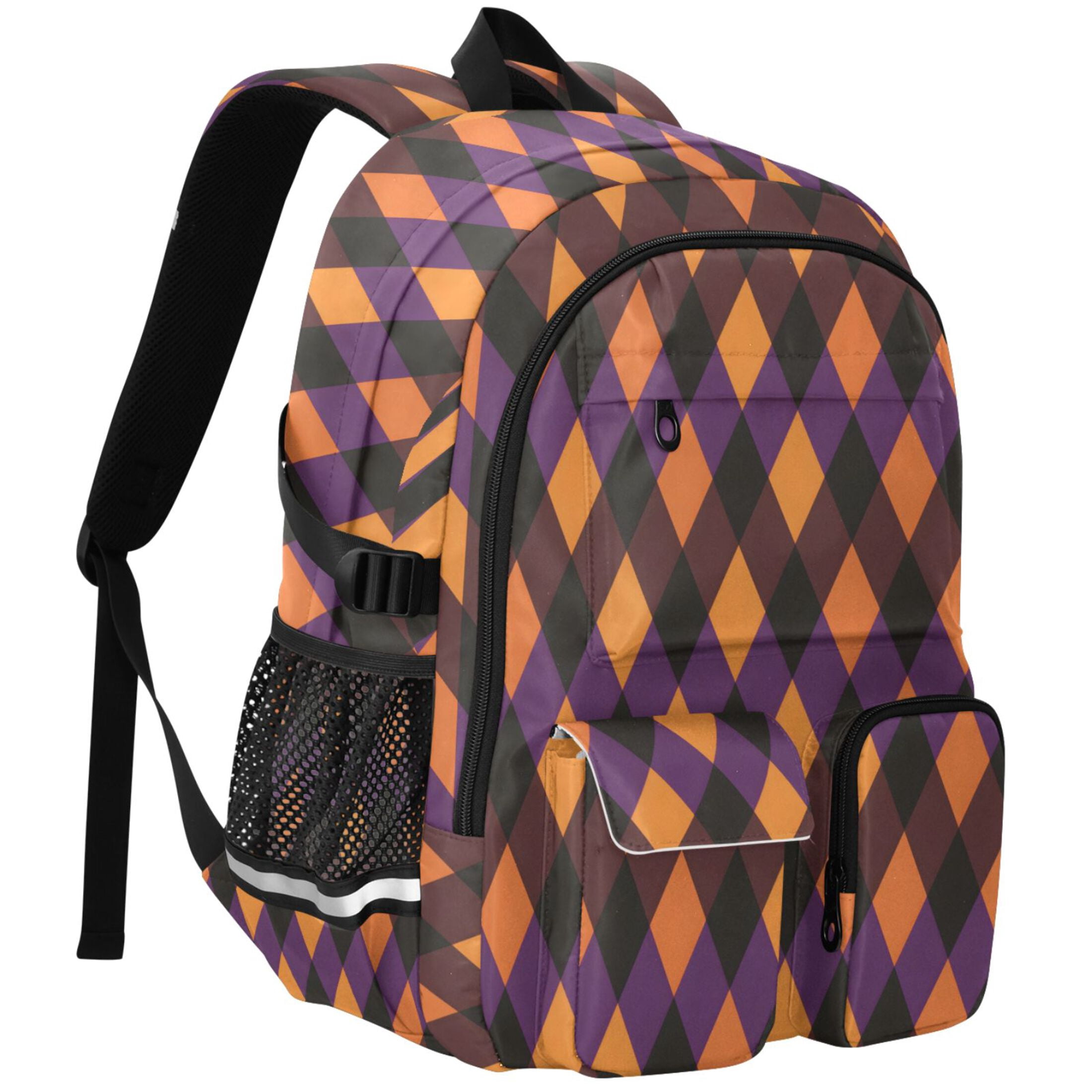 ALAZA Orange Checkered Print Student Backpack School Bookbag Large ...