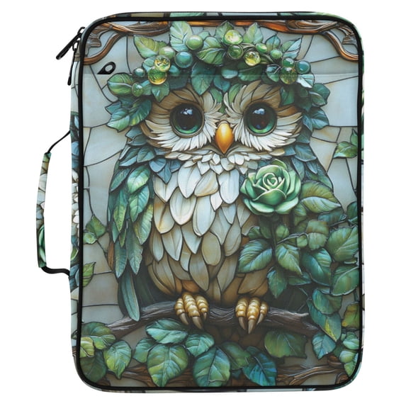 ALAZA Owl Bohemia Green Pattern Expanding Accordion File Folder 3 Ring ...