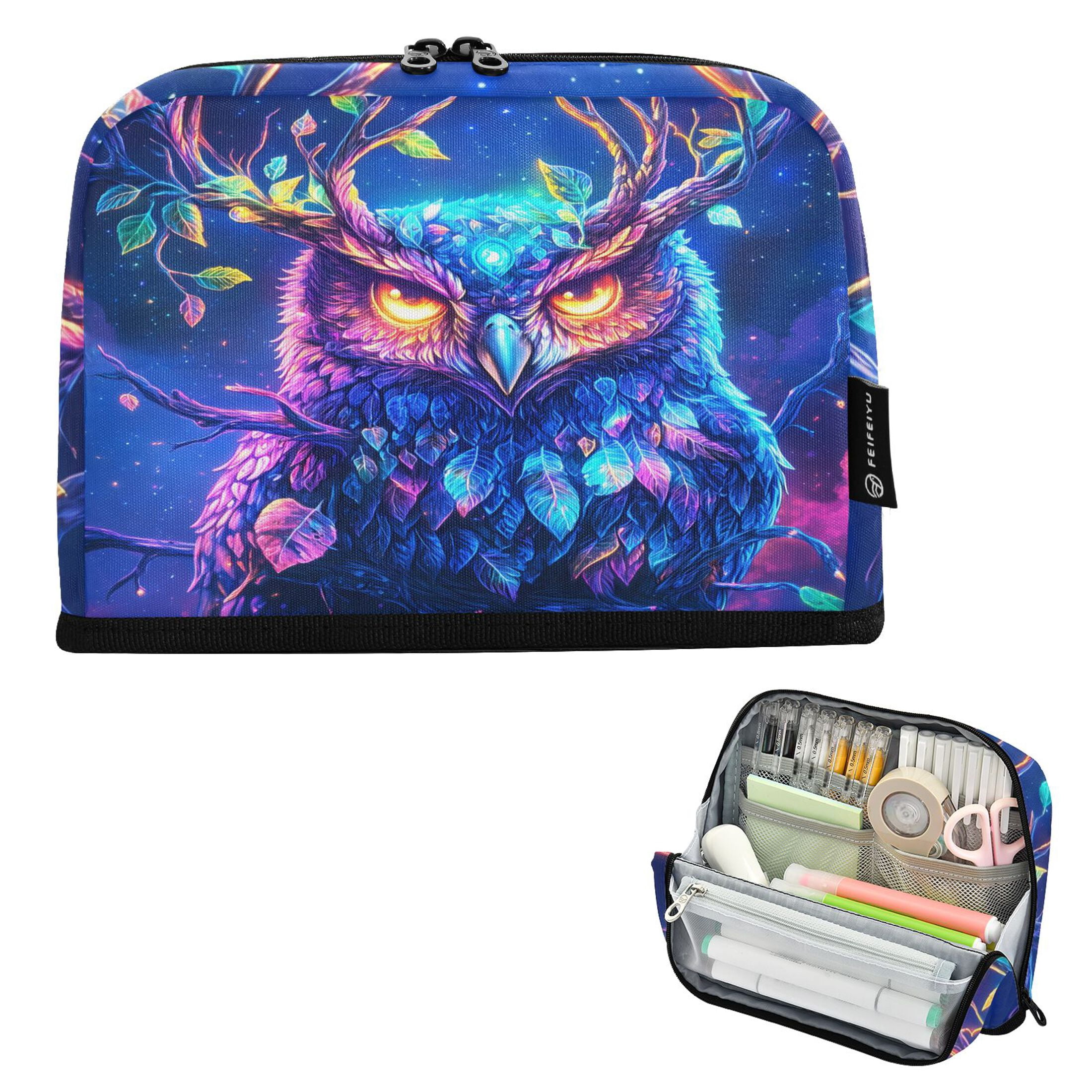 ALAZA Owl Eyes at Night Pencil Case Pen Pouch Bag Large Capacity ...