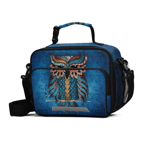 ALAZA Owl Print Boho Ethnic Lunch Box Insulated Cooler Bag Reusable ...