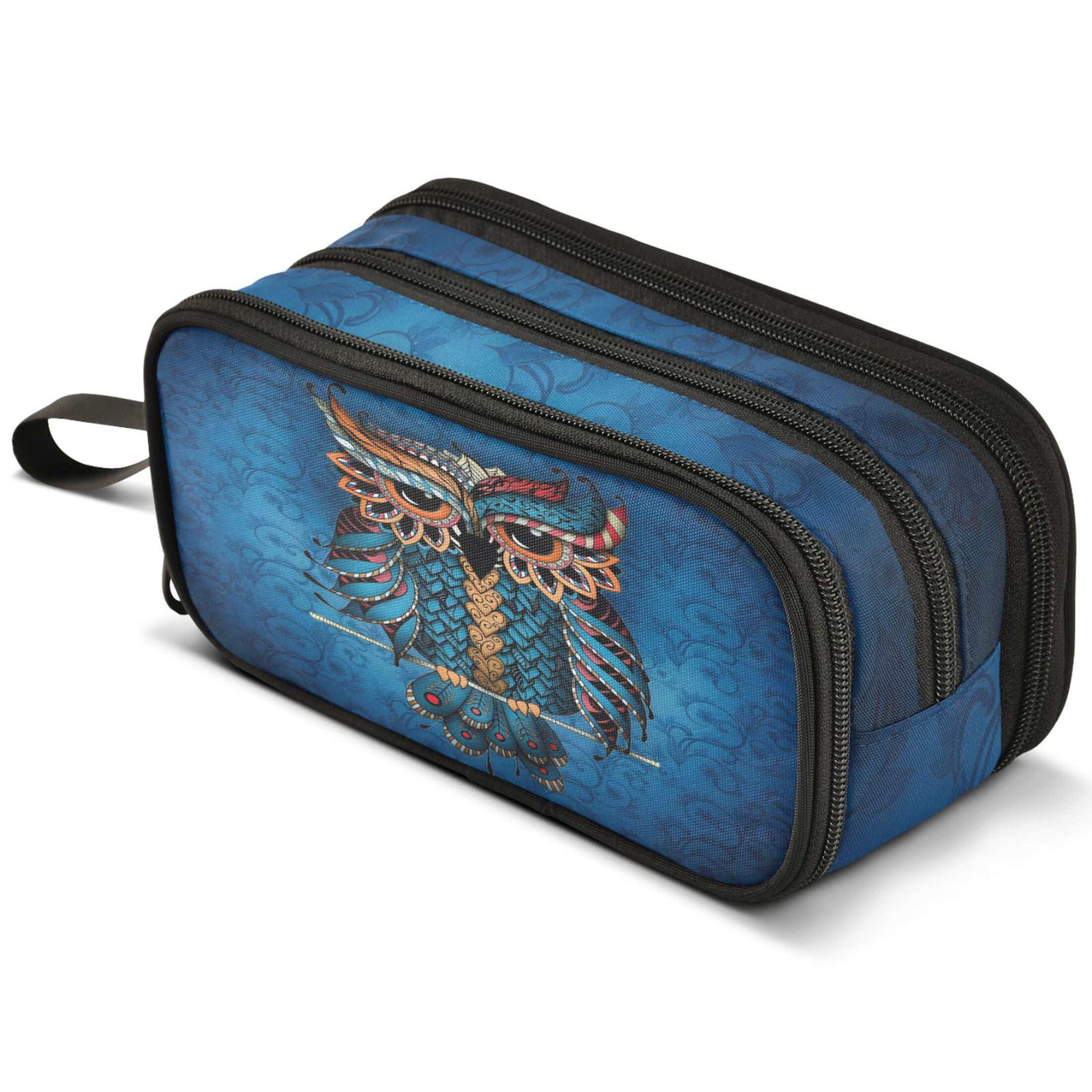 ALAZA Owl Print Boho Ethnic Pencil Case Bag Large 3 Compartment Pen ...