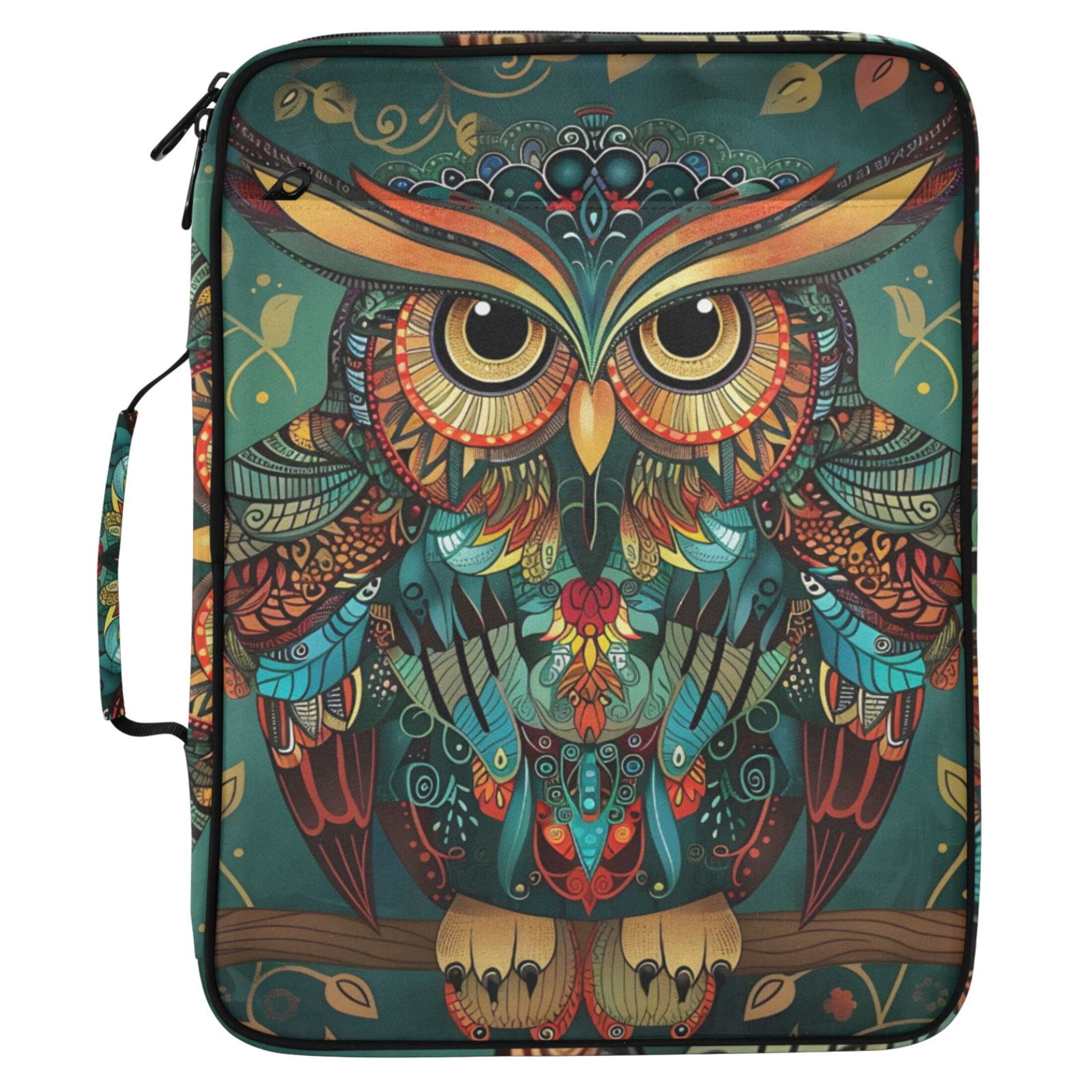 ALAZA Owl Print Ethnic Pattern Expanding Accordion File Folder 3 Ring ...