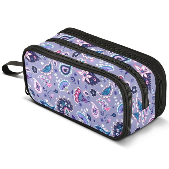 ALAZA Paisley Flower Pencil Case Bag Large 3 Compartment Pen Pouch ...