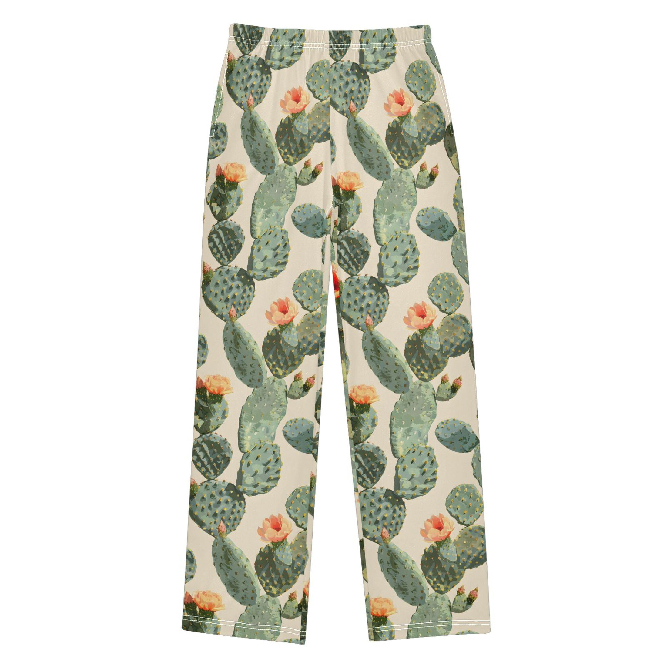ALAZA Pajama Pants Cactus Green Pj Bottoms Sleepwear Lounge with ...