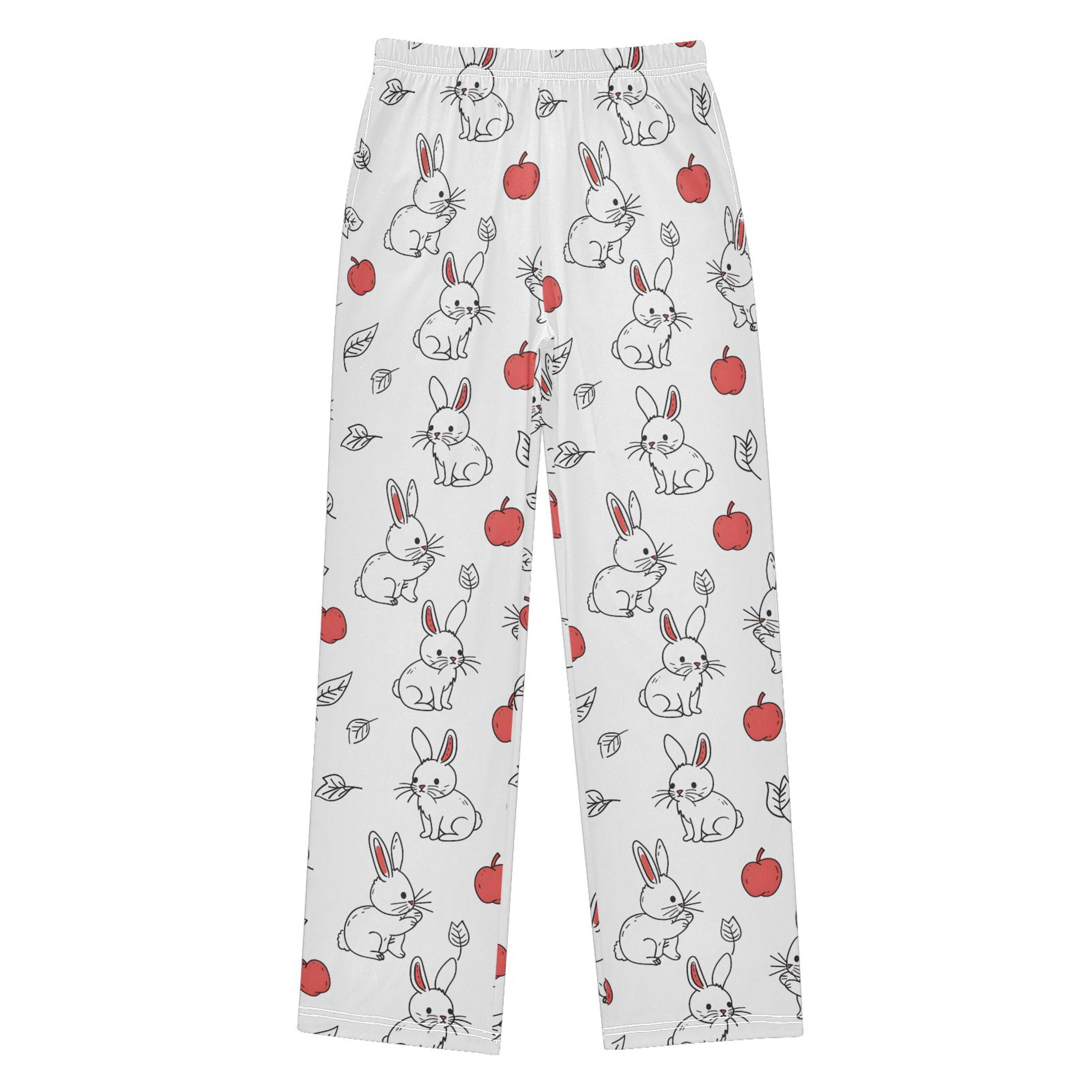 ALAZA Pajama Pants Rabbit and Apple Hand Draw Pj Bottoms Sleepwear ...