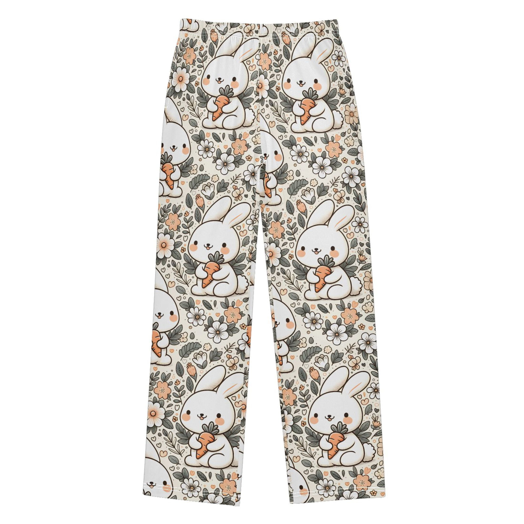 ALAZA Pajama Pants Rabbits Carrot and Floral Pj Bottoms Sleepwear ...