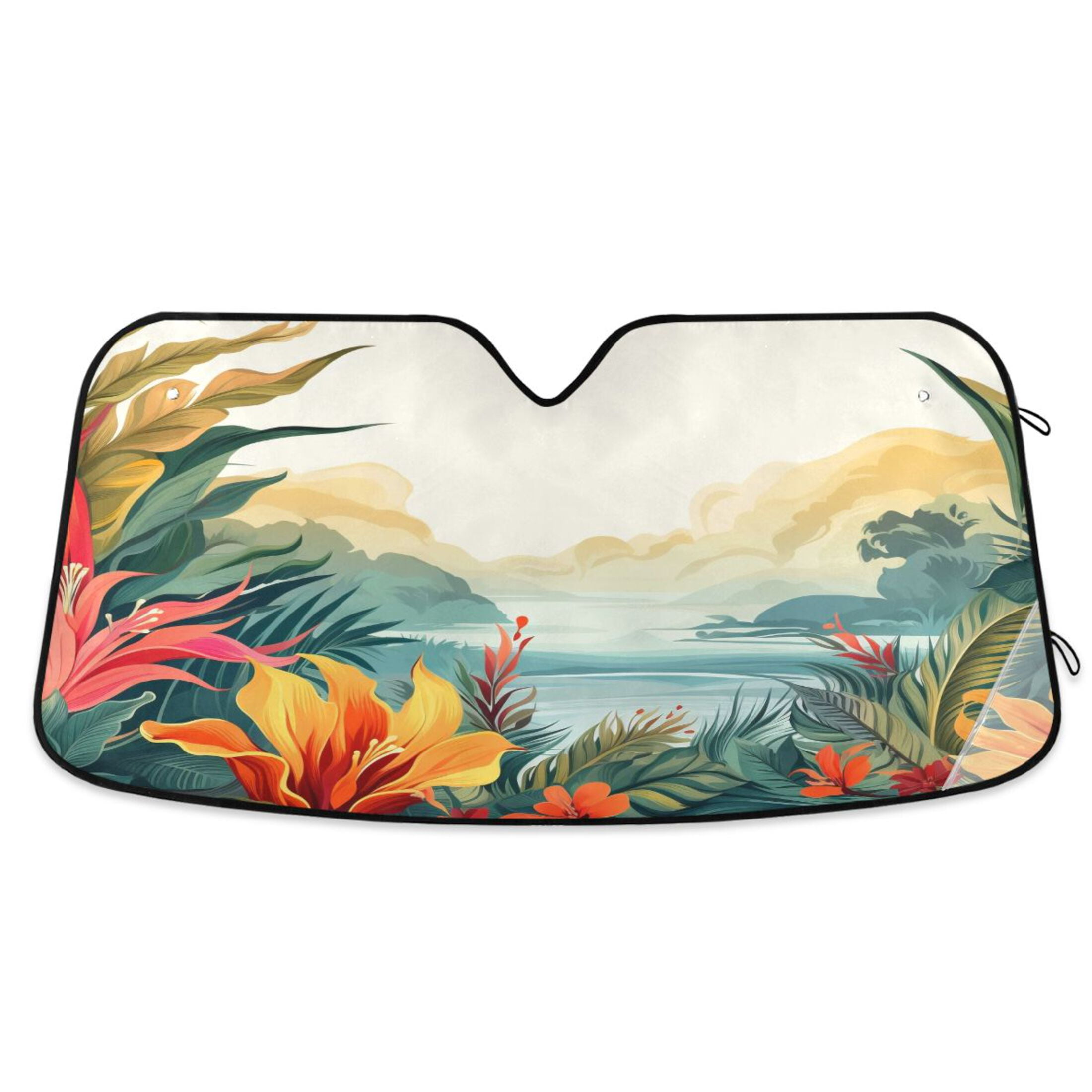 ALAZA Palm Leaves Landscape Windshield Sun Shade Car Foldable Sun Visor ...