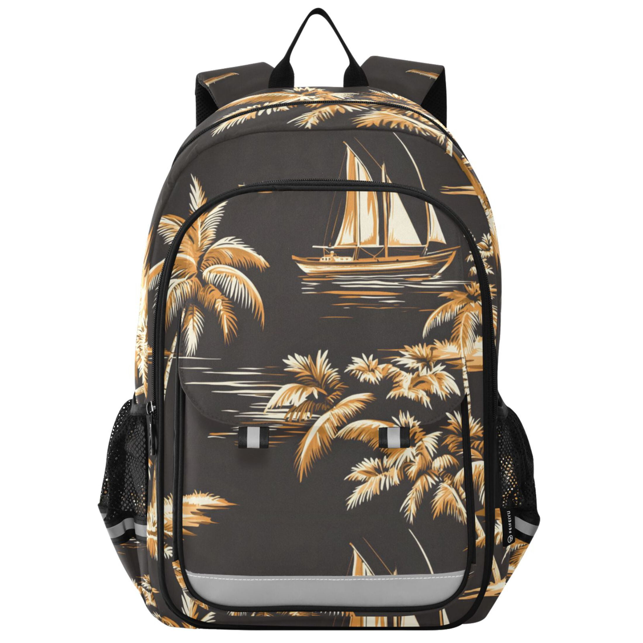 ALAZA Palm Retro Tree Boat Laptop Backpack Purse Travel Bag Casual School Bookbag Rucksack for ...