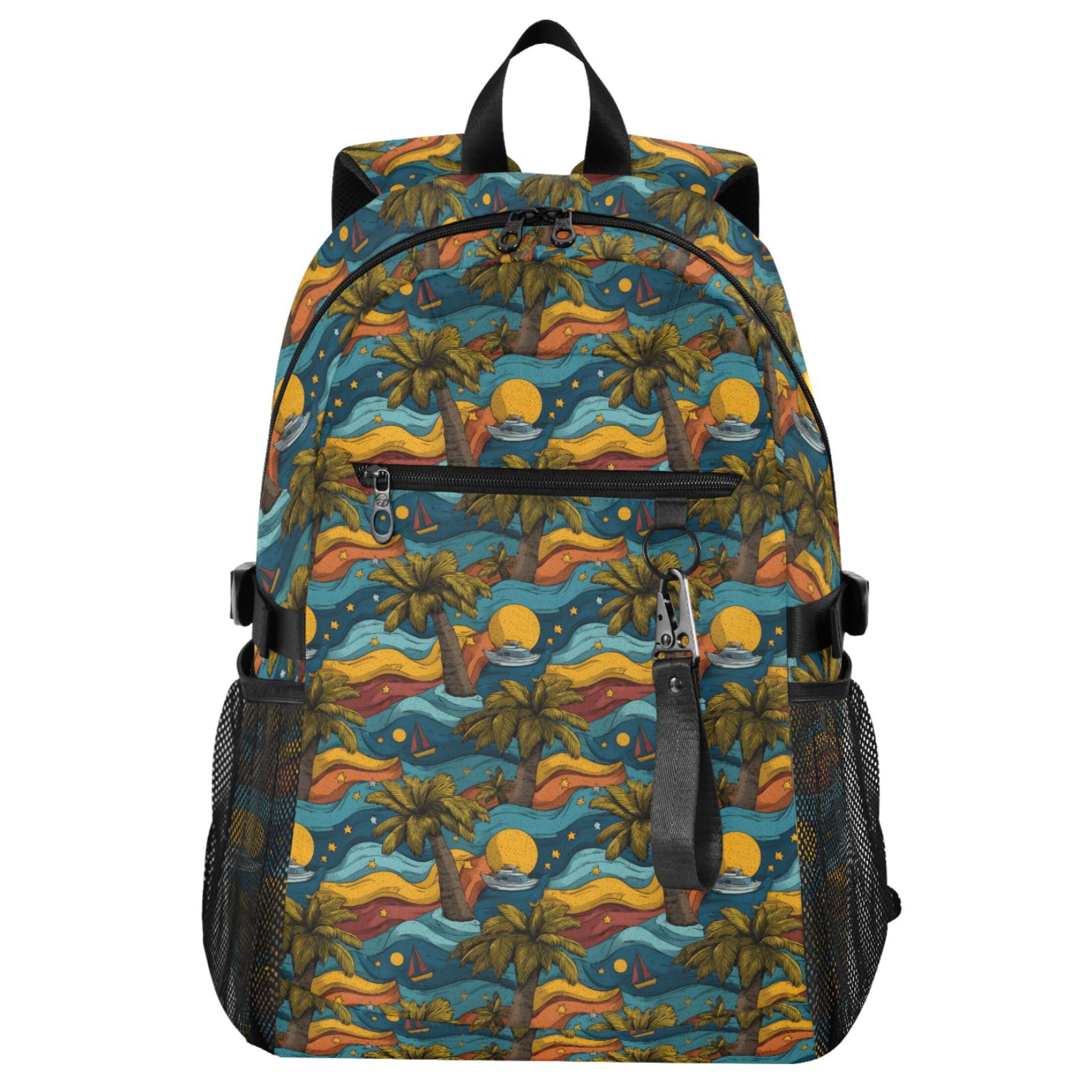 ALAZA Palm Sailboat Moon Pattern School Backpack Travel Laptop Bag ...