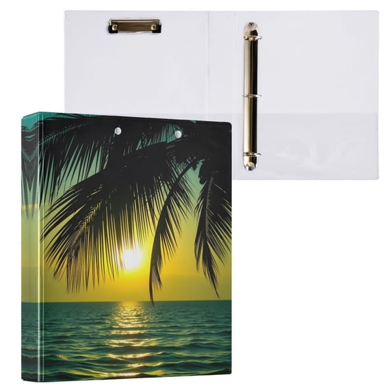ALAZA Palm Sea Sunset Hardcover 3 Ring Binder 1.5" D-Rings with ...