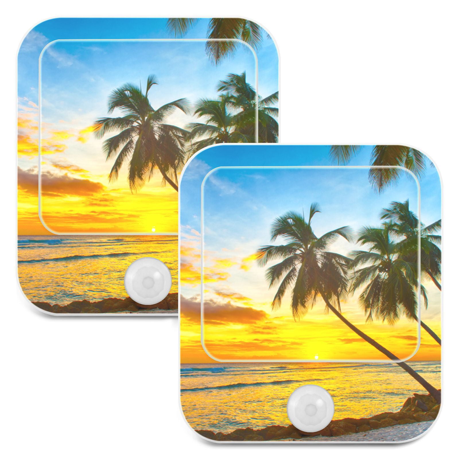 ALAZA Palm Tree Beach Sunset Cute Night Lights Plug into Wall -2 Pack ...