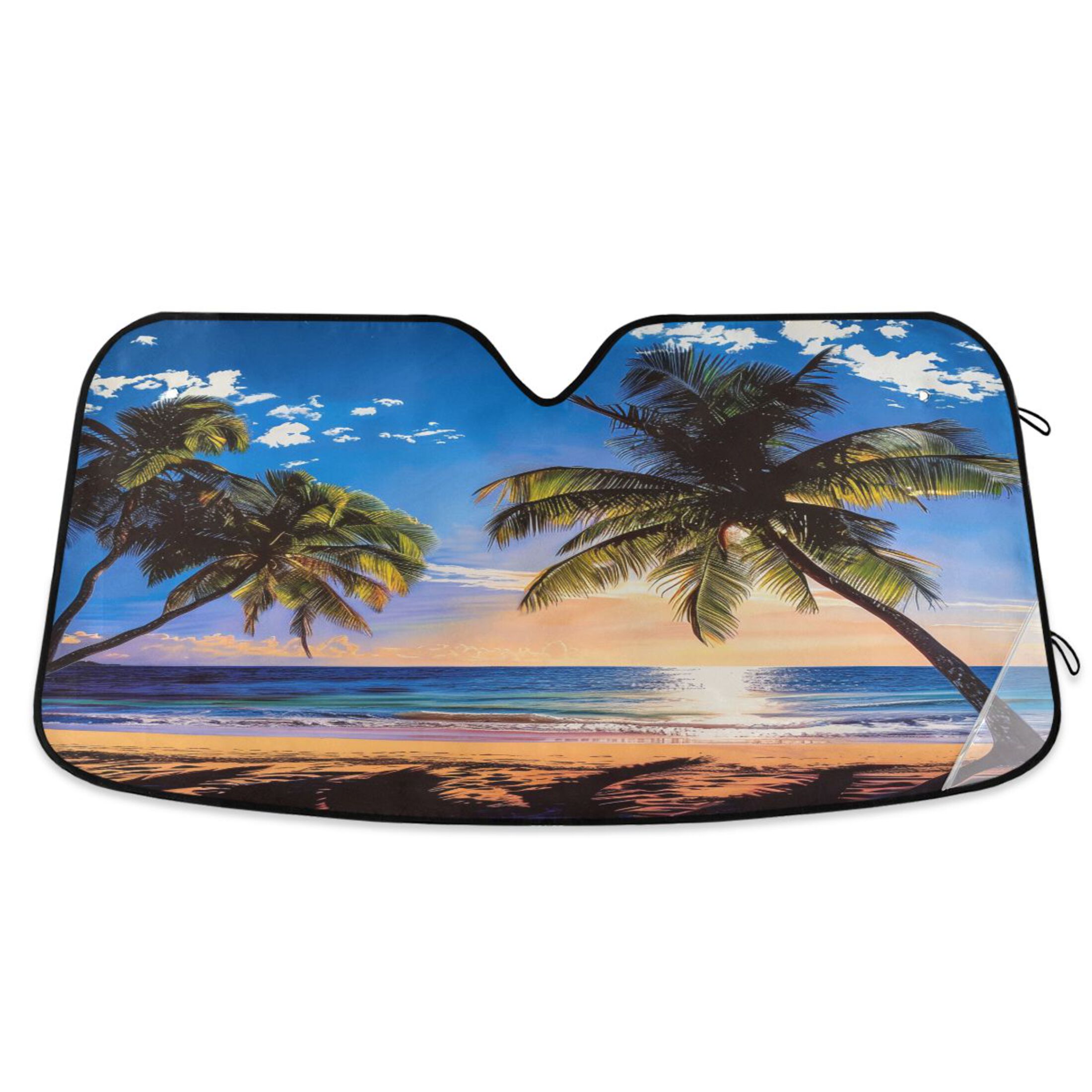 ALAZA Palm Tree Beach with Sunset Windshield Sun Shade Car Foldable Sun ...
