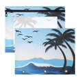 ALAZA Palm Tree Pattern Pencil Pouch 3 Ring Binder with Clear Window ...