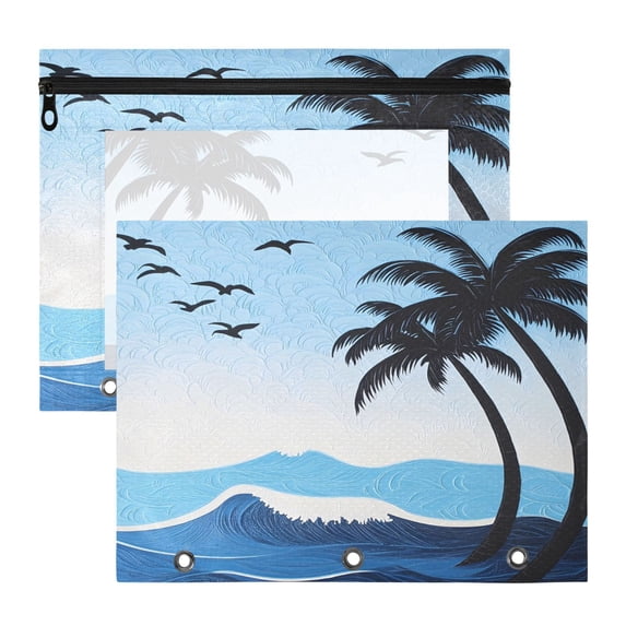 ALAZA Palm Tree Pattern Pencil Pouch 3 Ring Binder with Clear Window ...