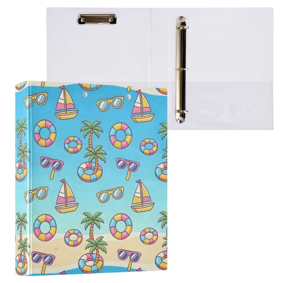 ALAZA Palm Tree Sailboat Hardcover 3 Ring Binder 1.5" D-Rings with ...