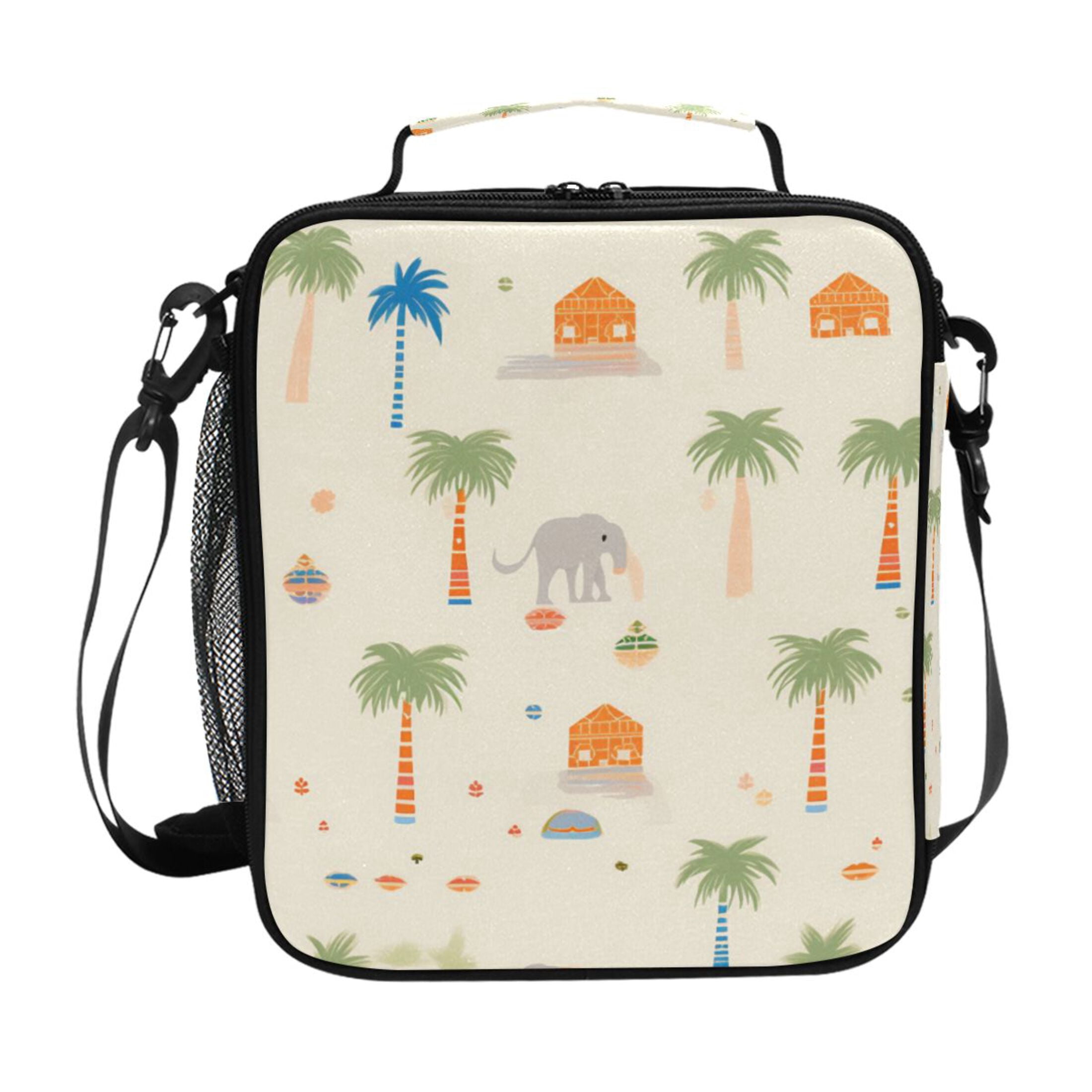 ALAZA Palm Trees Elephants Lunch Box Insulated Lunch Bag Reusable ...