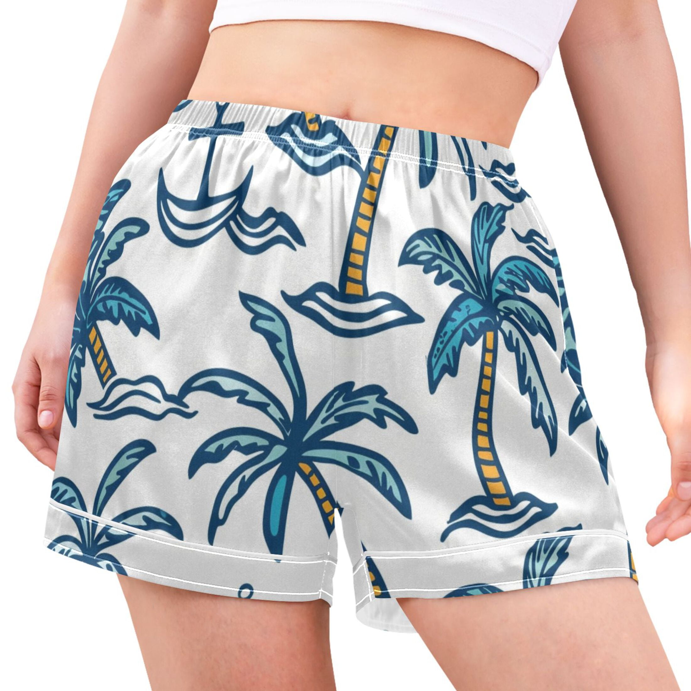 ALAZA Palm Trees and Spear Women's Pajama Lounge Shorts Bottoms Sleep ...