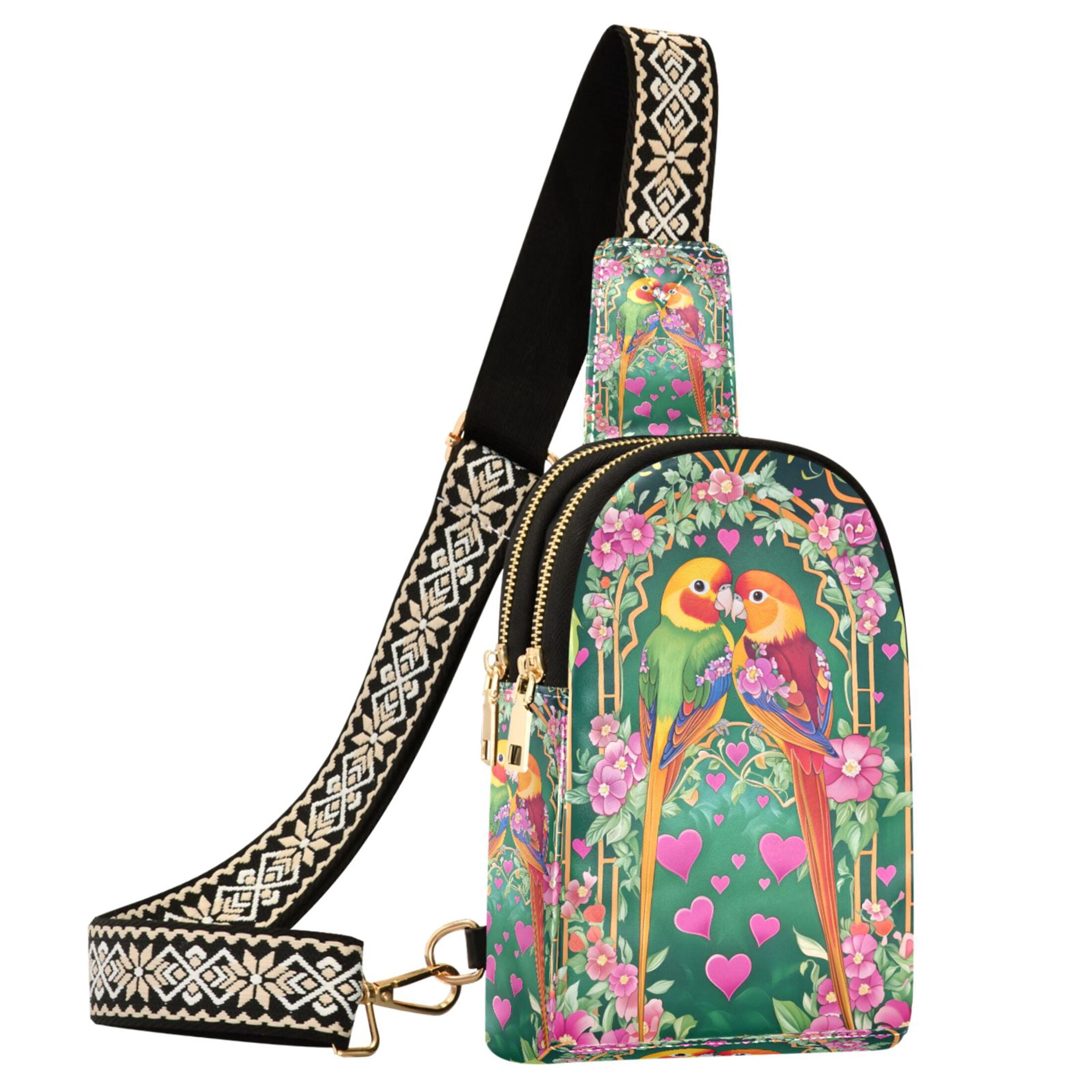 ALAZA Parrots Birds Sling Bag for Women Men Waterproof Crossbody Chest ...