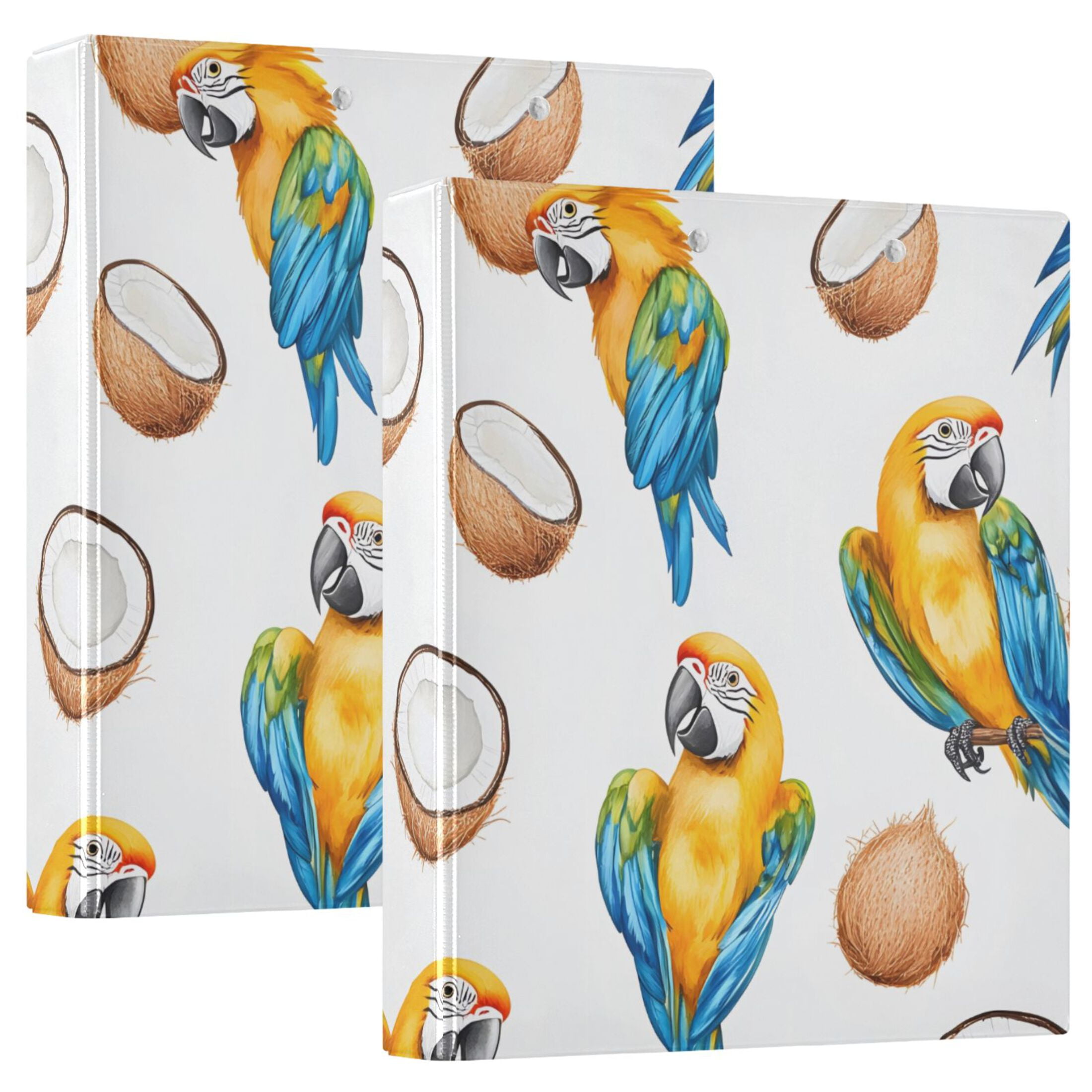 ALAZA Parrots Coconut Hardcover 3 Ring Binder 1.5" Round Rings Interior ...