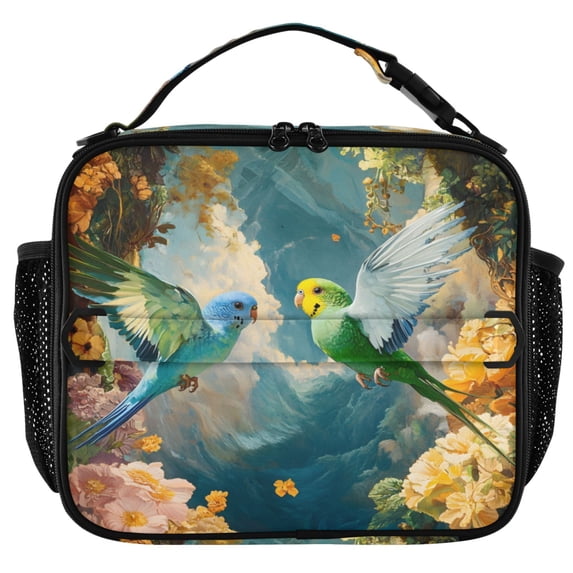 ALAZA Parrots Flowers Insulated Lunch Box Lunch Bag Cooler Tote with ...